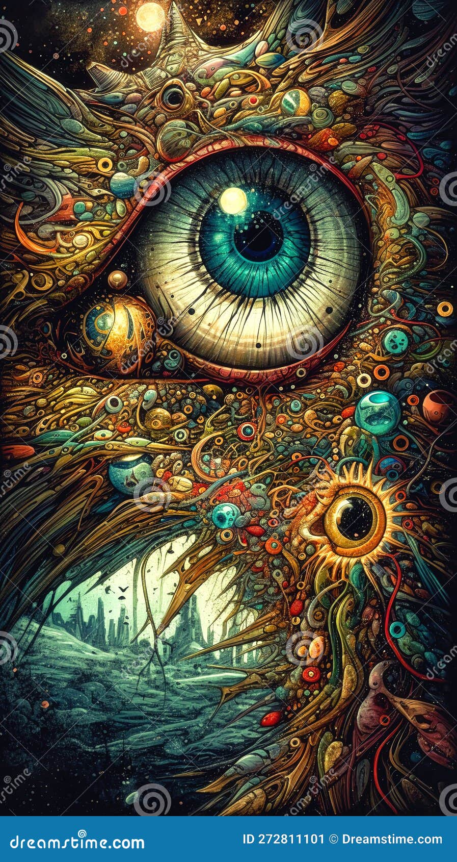 Giant Eye, Multicolored Abstract Design, Surreal Galactic Entity ...