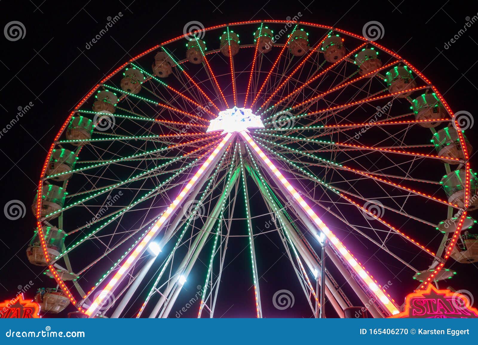 Giant Ferris Wheel Carousel Shines in the Night Sky Stock Photo - Image ...