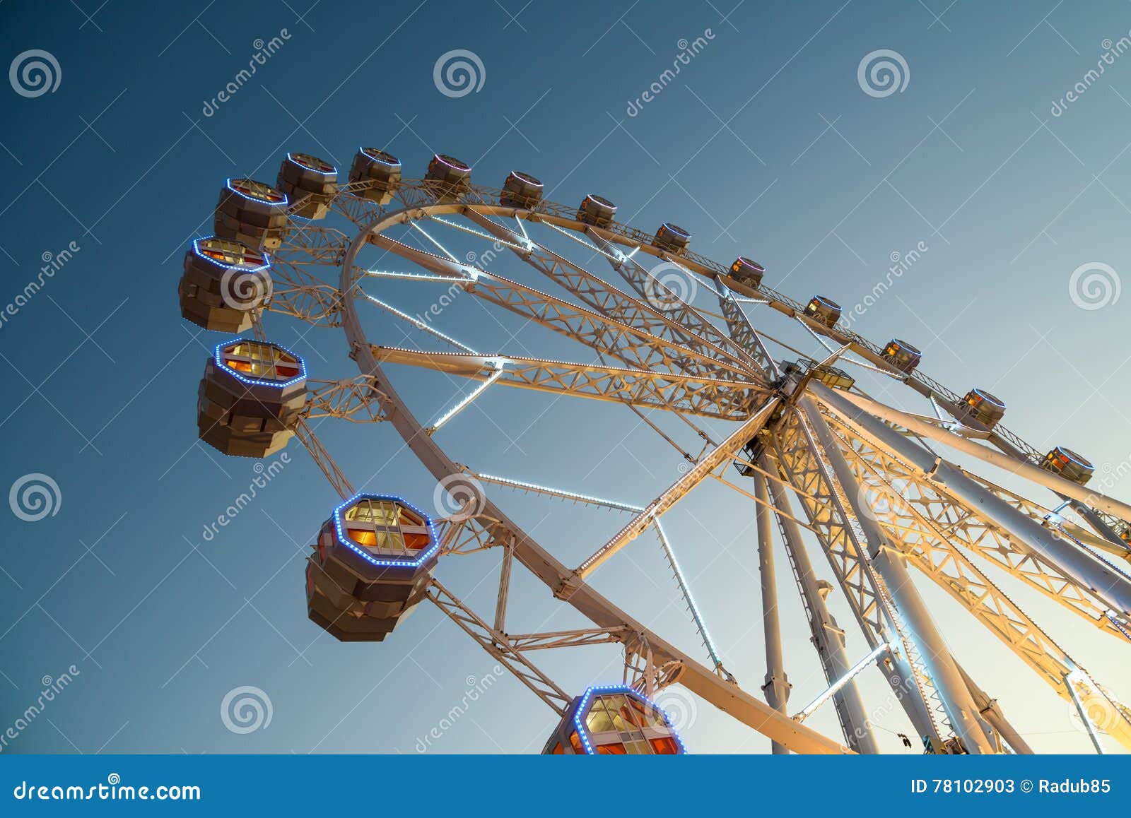 Giant Ferris Wheel in Fun Park on Night Sky Stock Image - Image of ...