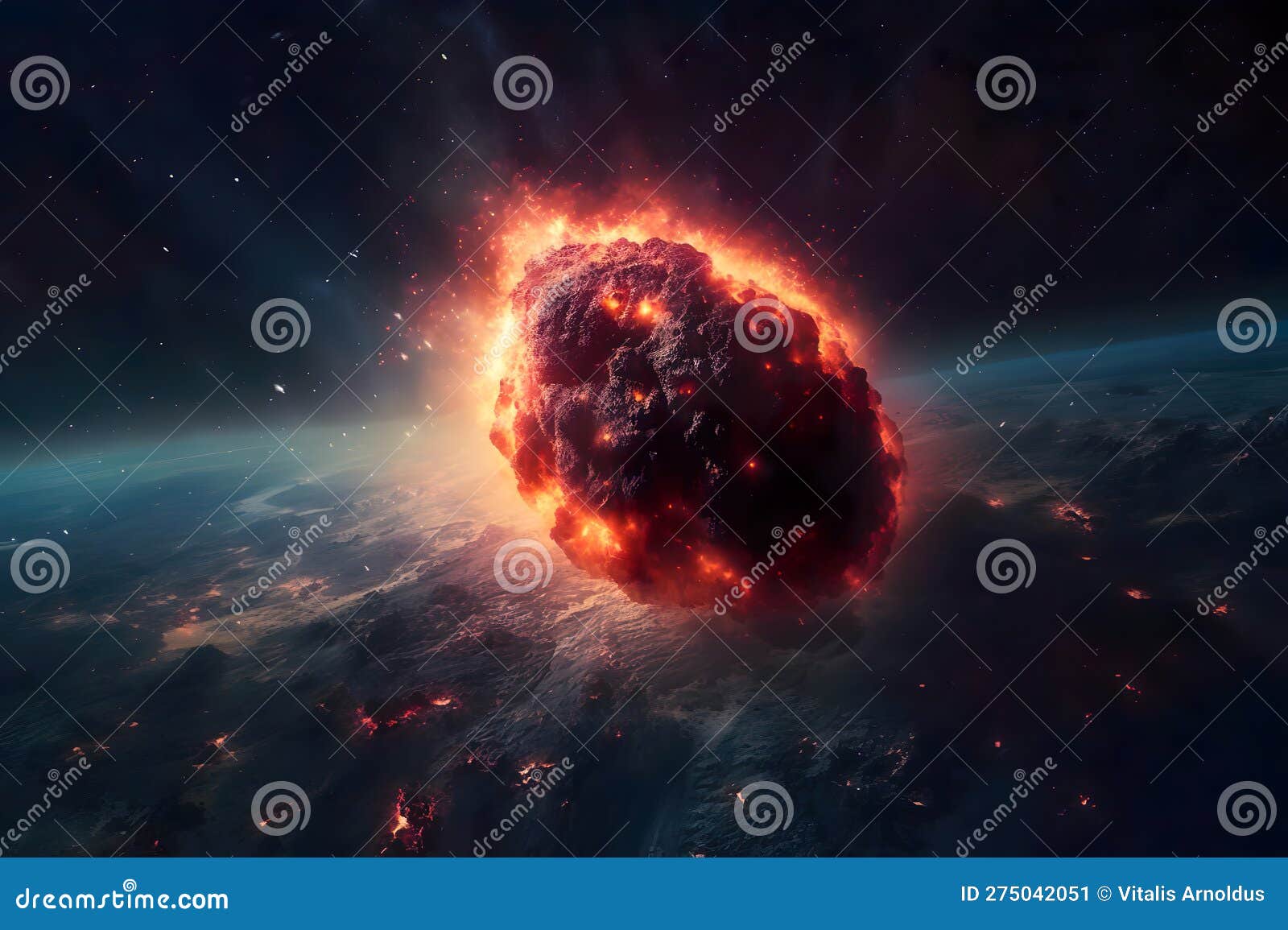 A Giant Fiery Asteroid Hitting Earth Created with Generative AI ...