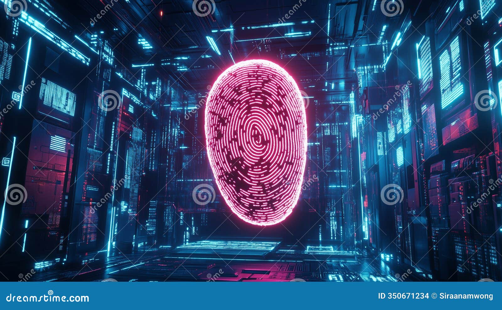 Giant Fingerprint Hovering Above a Computer Screen. Fingerprint ...