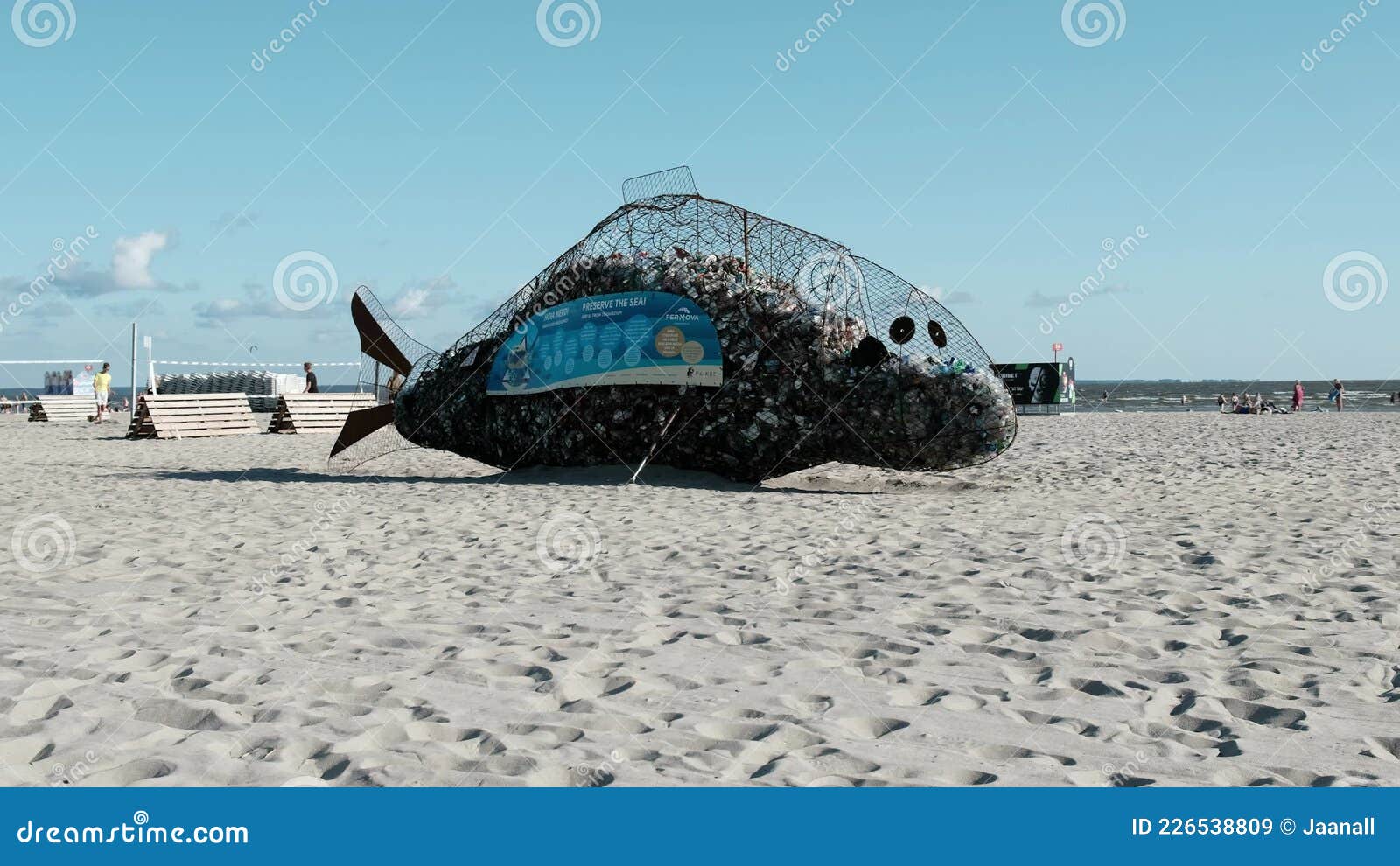 Giant Fish Shaped Wire Trash Container for Collecting Plastic Waste on ...