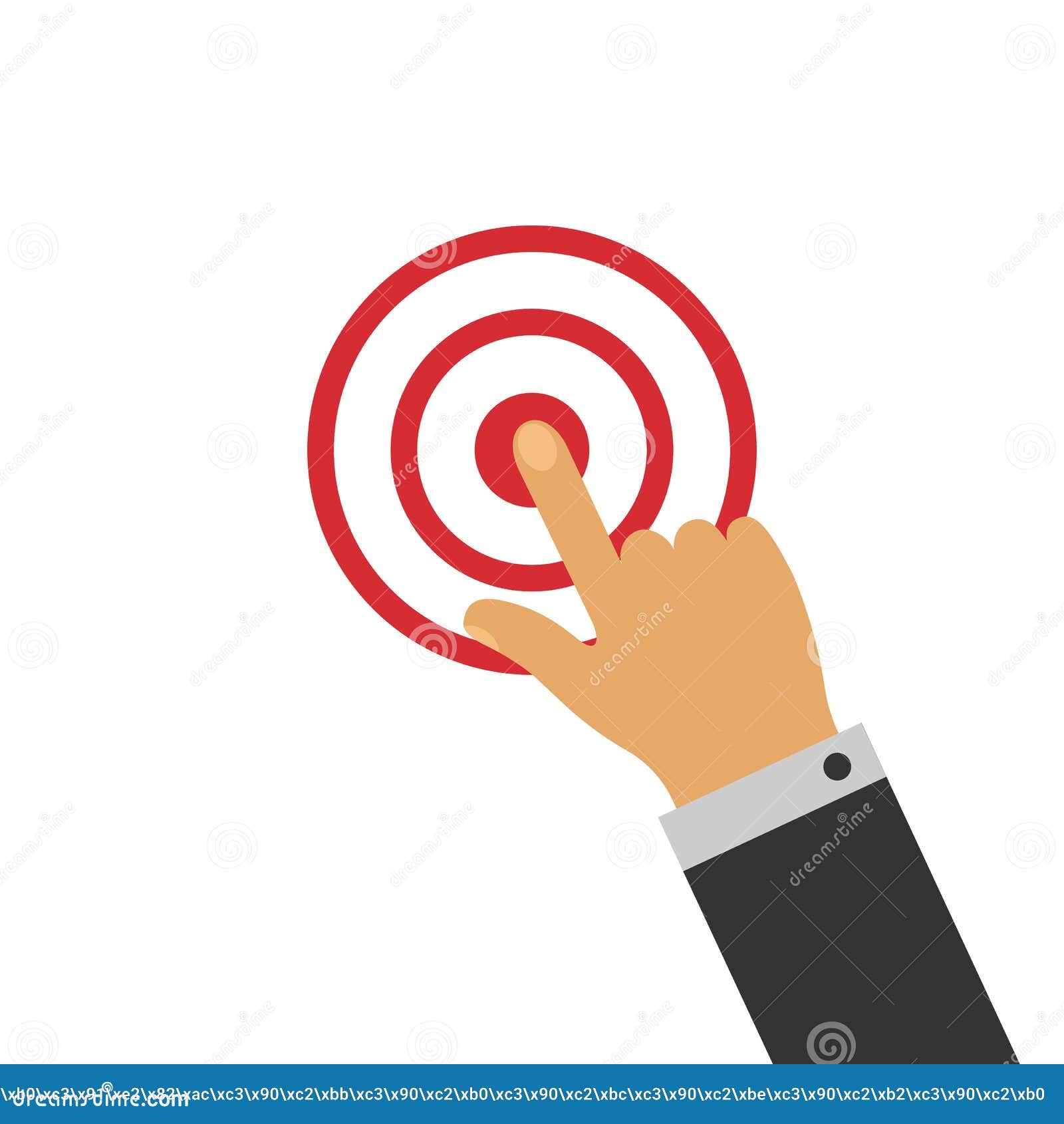 Hand Pointing on Central of Target from Top View Stock Vector ...