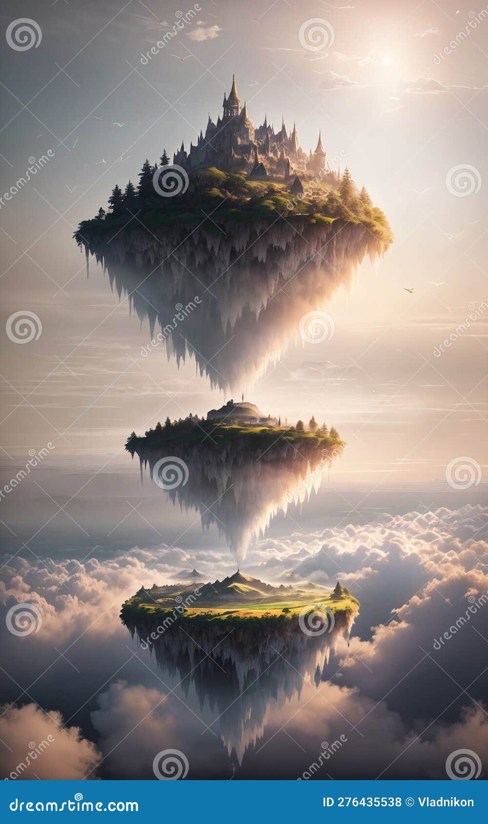 Set Of Flying Islands In Cartoon Style. Game Interface Resources ...