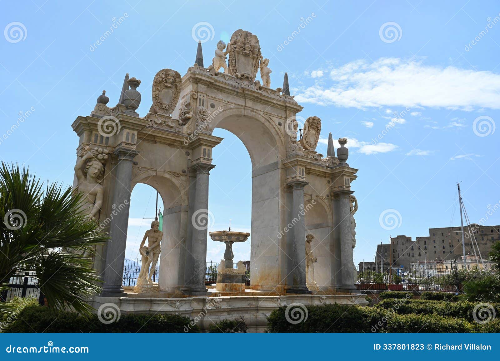 Giant Fountain in Naples editorial stock photo. Image of partenope ...