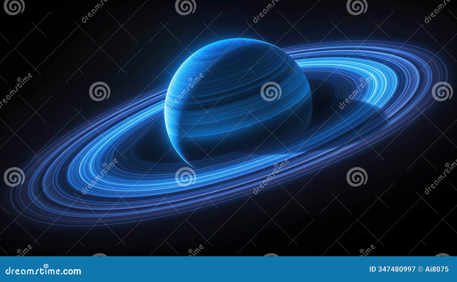 Giant Gas Planet with Glowing Rings 3d Rendering Image, Ai Generated ...