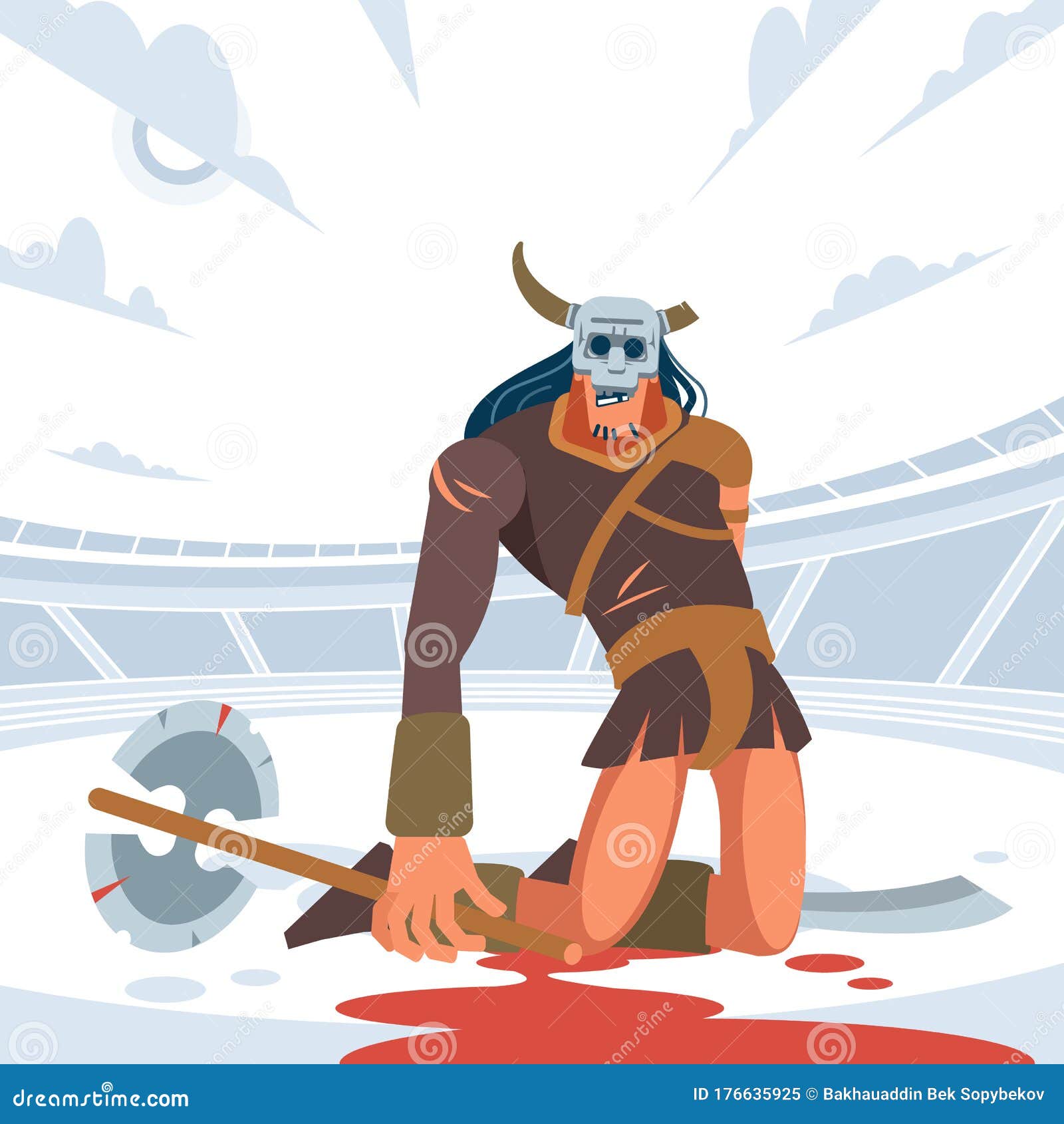 Giant Gladiator Lost in Gladiatorial Combat. Vector Isolated ...