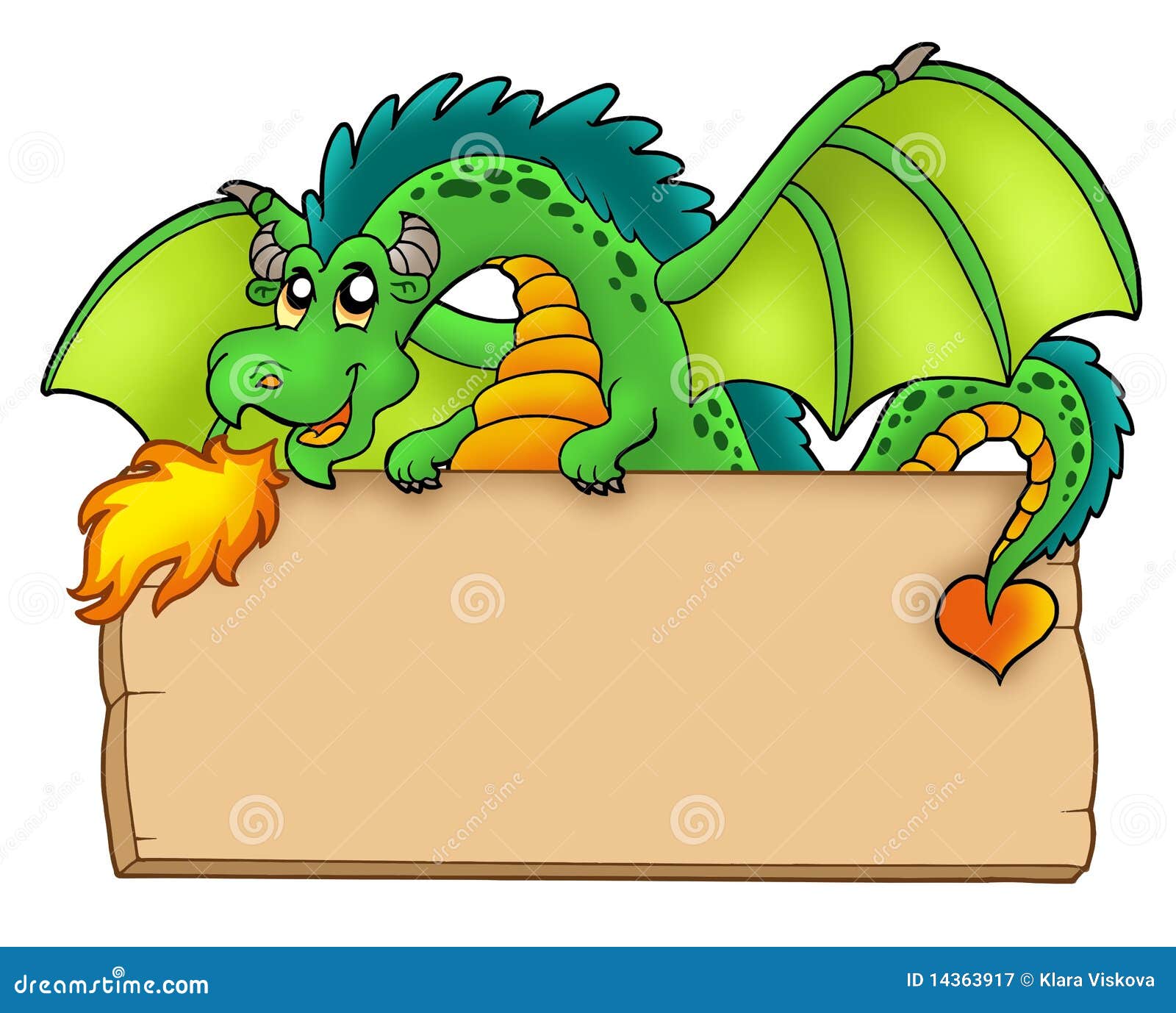 Giant Green Dragon Holding Board Stock Illustration - Illustration of ...