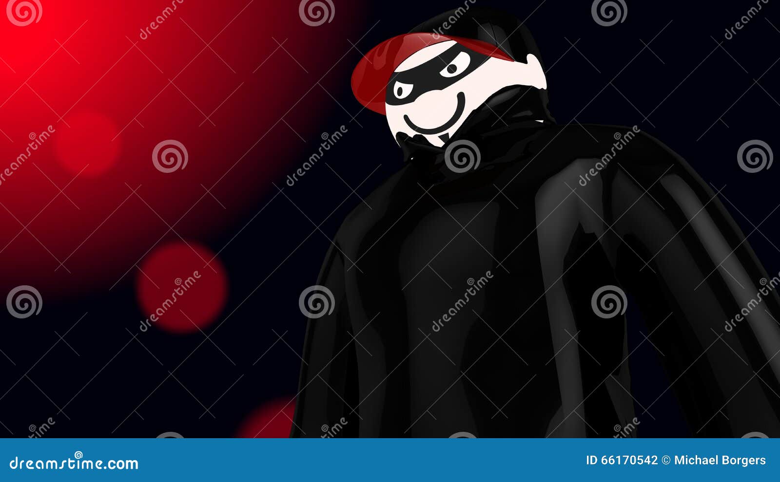 Giant Hacker with Black Coat and Baseball Cap Stock Illustration ...