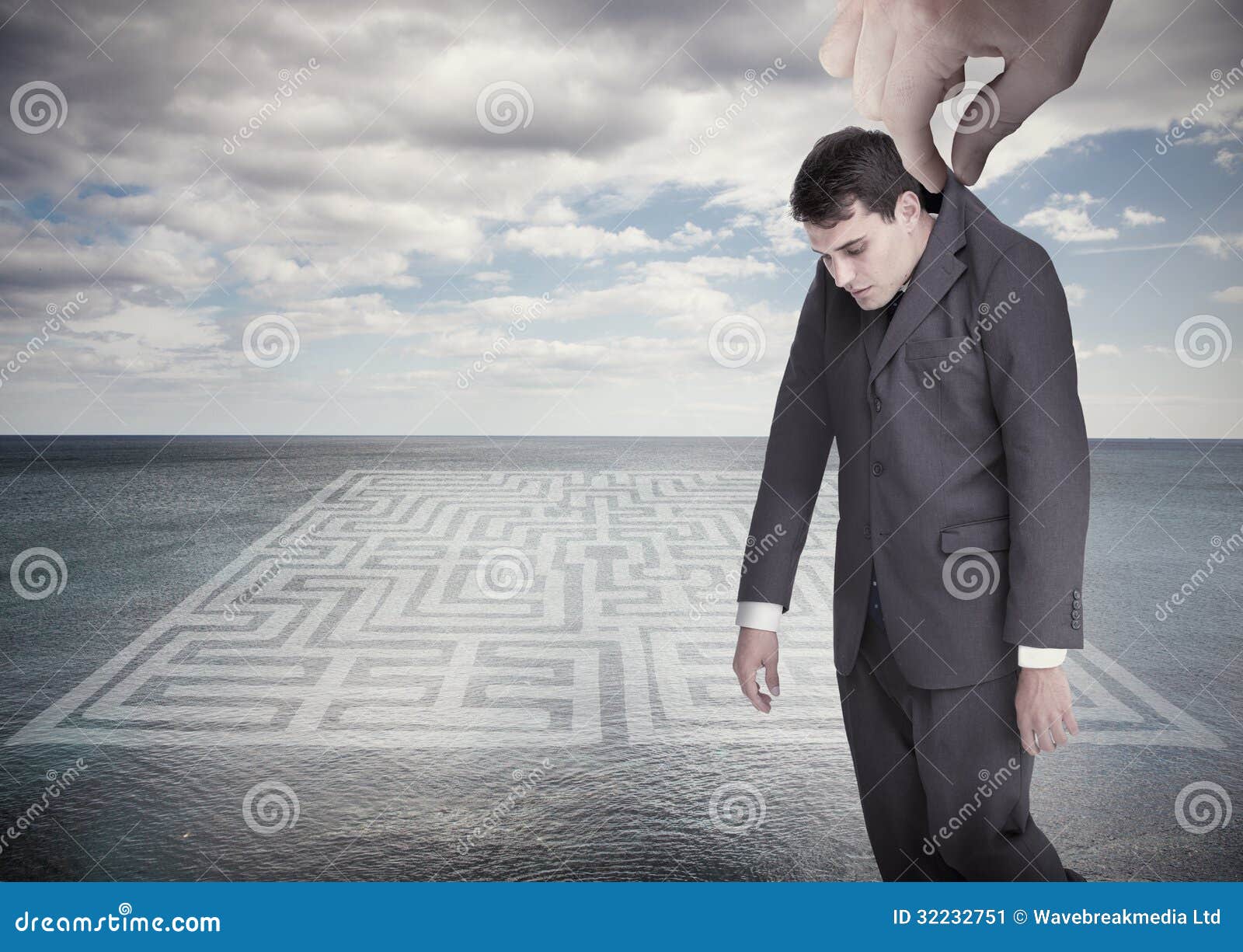 Giant Hand Dropping Off a Businessman Stock Image - Image of ...