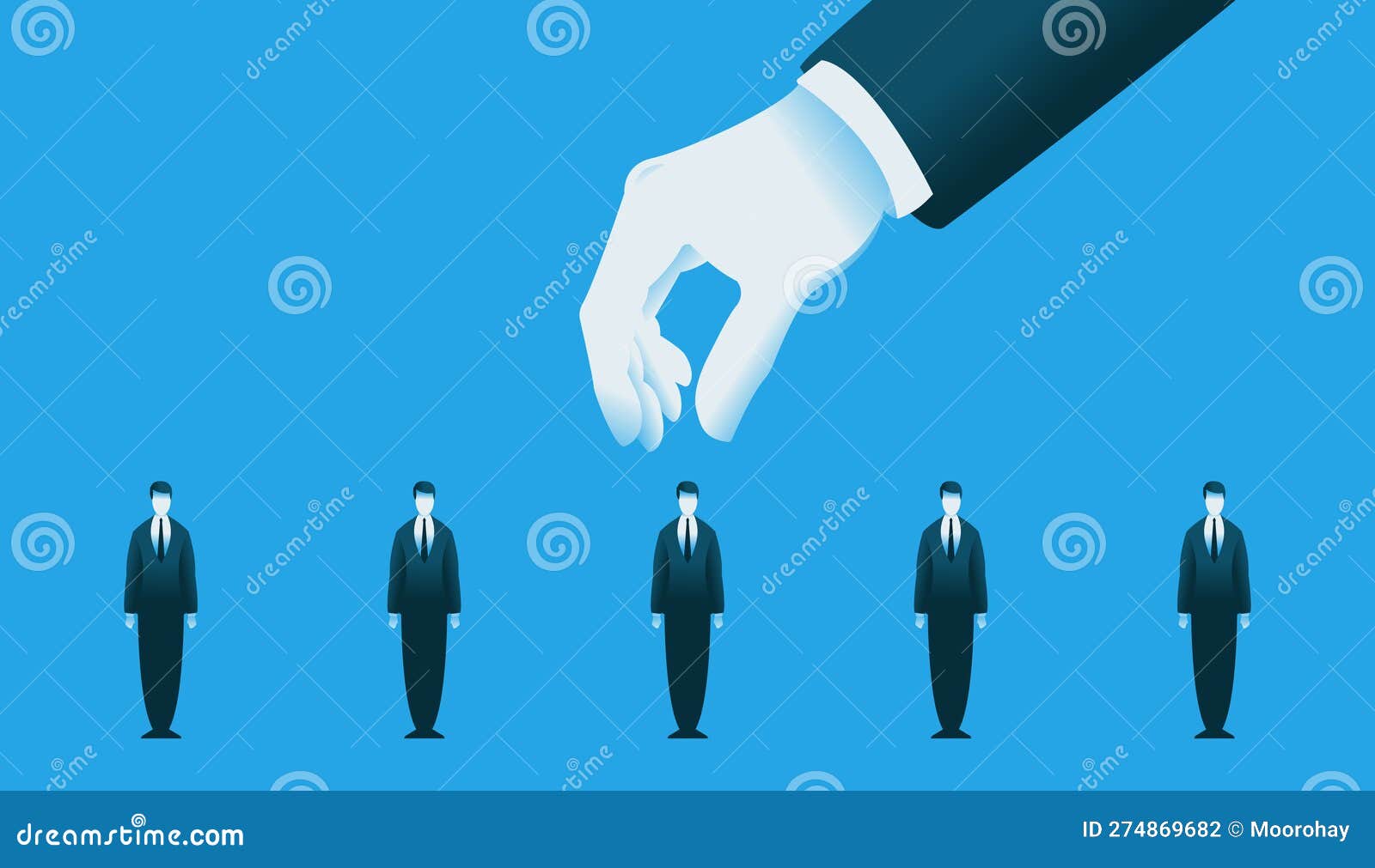 Employee Recruiting Concept Illustration Group Of Businessmen And A