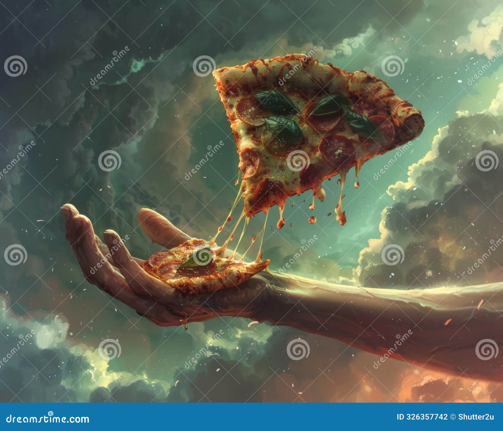 A Giant Hand Reaching Out from a Hole in the Sky Stock Illustration ...