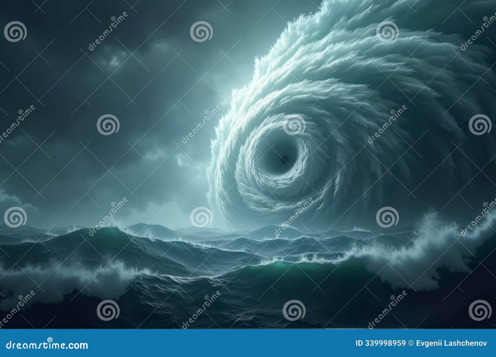 Giant Hurricane Over the Ocean with Swirling Clouds. AI Generation ...