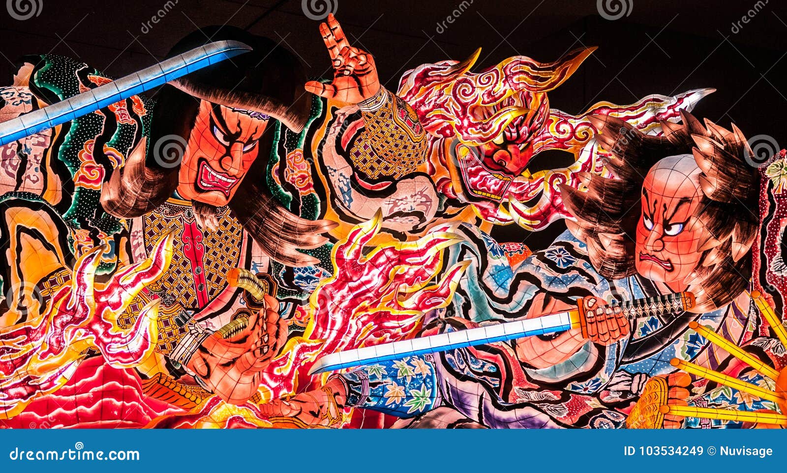 Giant Illuminated Nebuta Float In Nebuta Warasse, Aomori, Japan ...