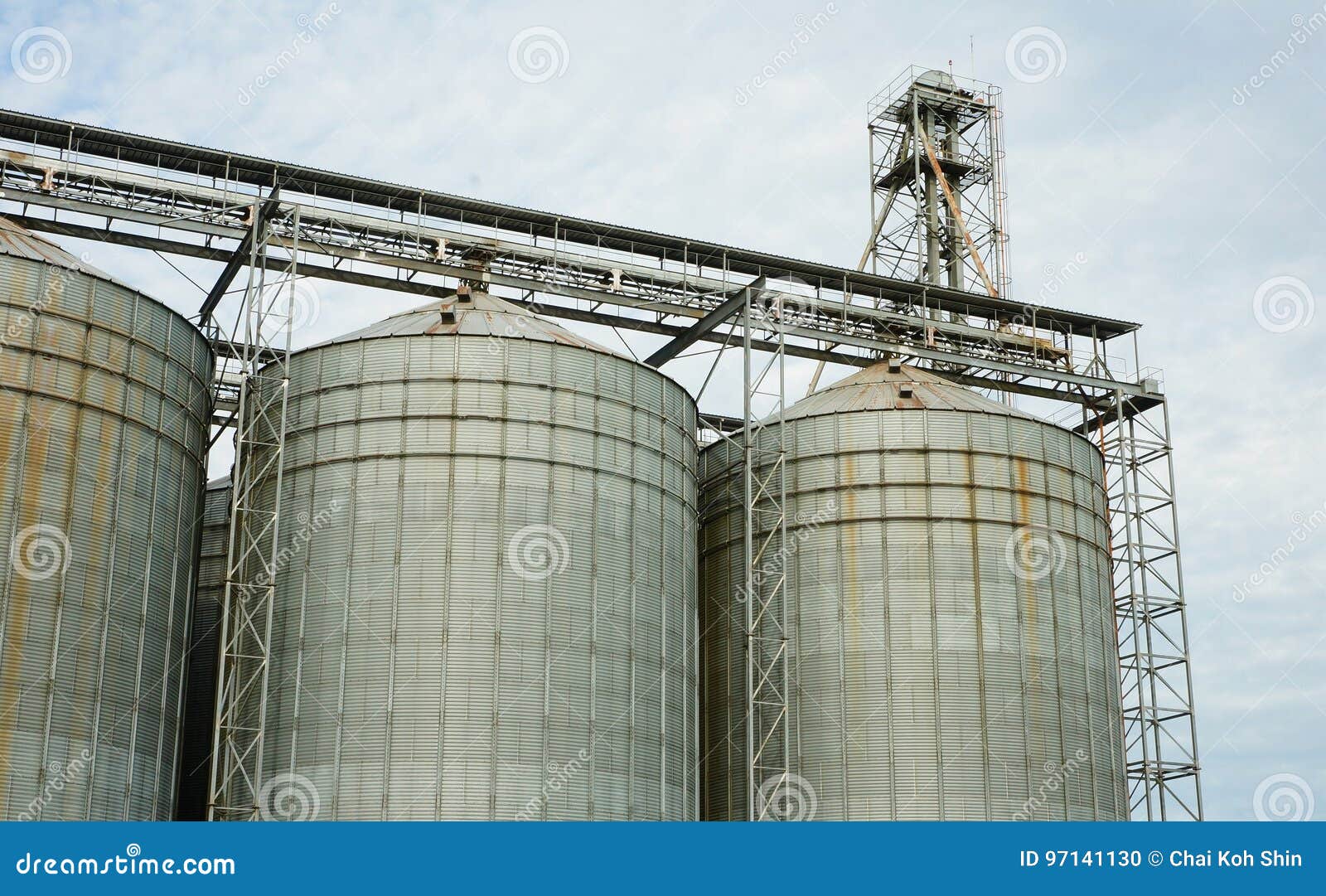 Giant Industrial Tanks on Bright Blue Sky Stock Photo - Image of ...