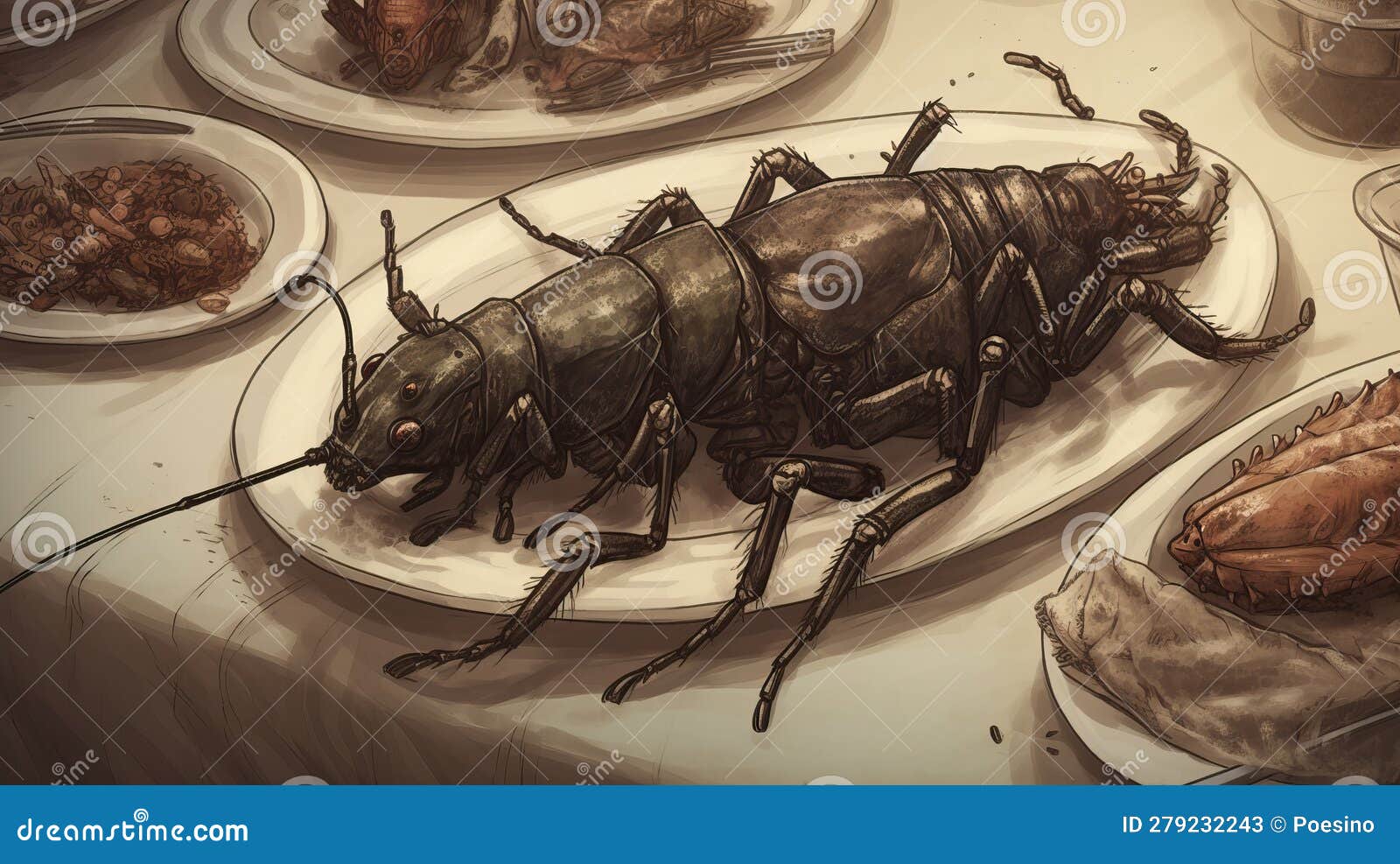 Giant Insect With Red Eyes And Wings Adventure Pulp Style Artwork By ...