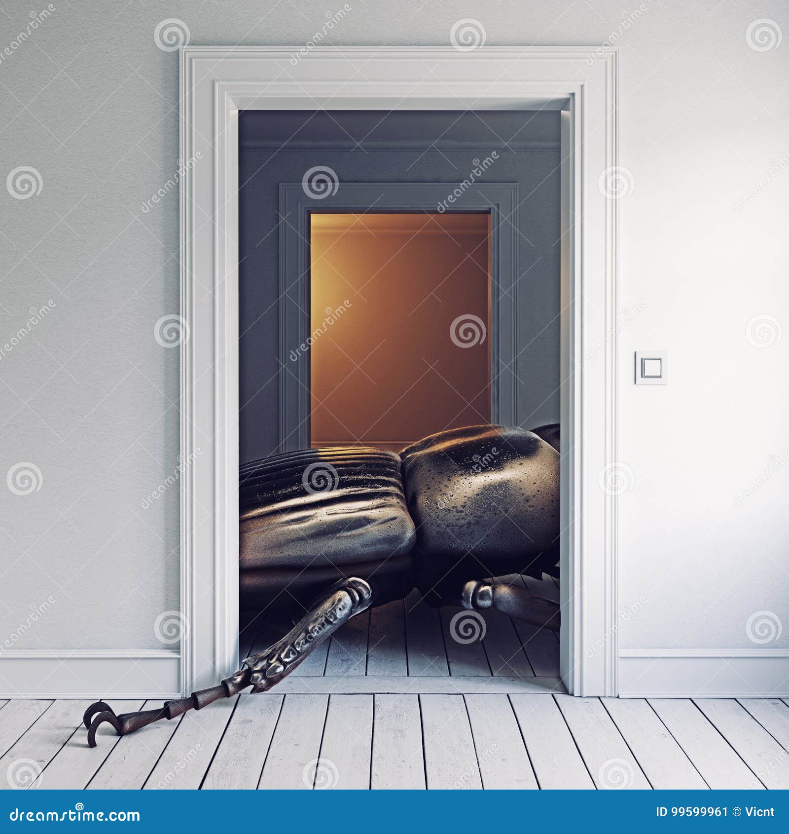 Giant insect in the room stock illustration. Illustration of parasites ...