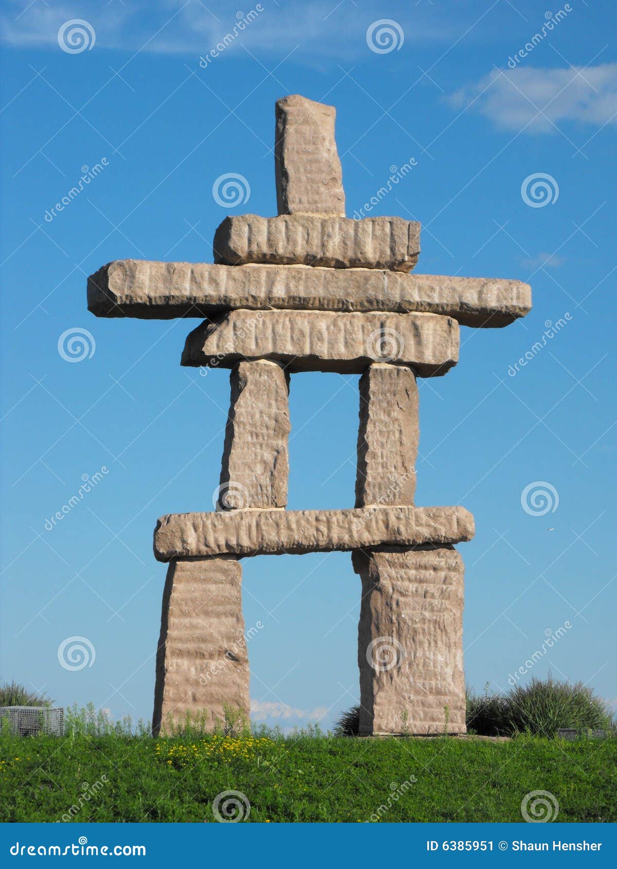 Giant Inukshuk stock image. Image of blue, canada, rock - 6385951