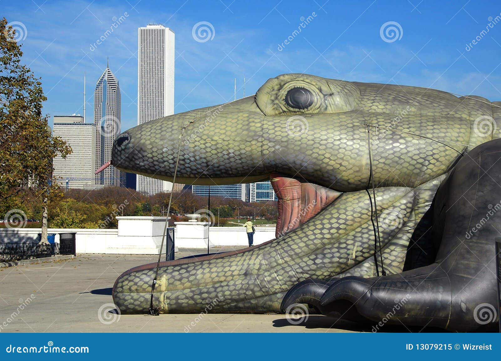 Giant Lizard Swallowed Downtown Chicago Stock Image - Image of tall ...