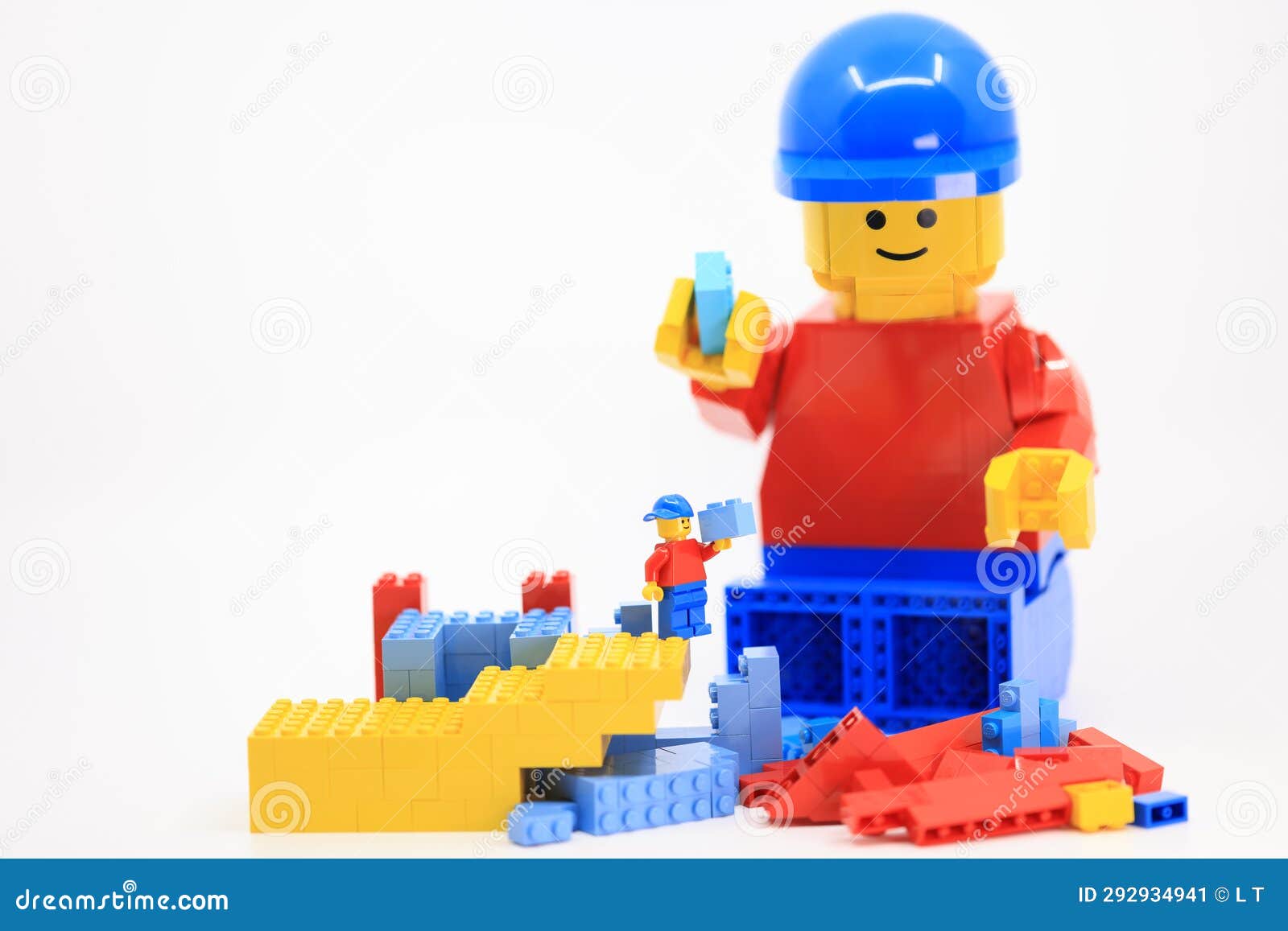 The Giant Man Build the Brick Wall Stock Image - Image of lego ...