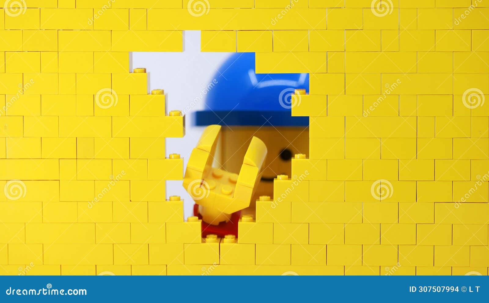 A Giant Man Make a Punch and Break the Wall Stock Photo - Image of lego ...