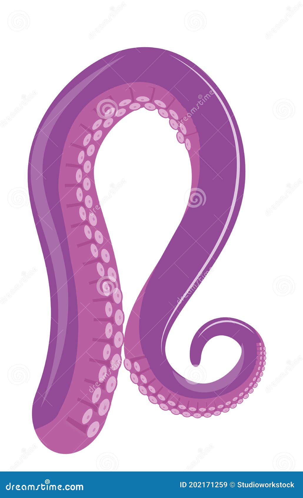 Giant Marine Monster Limb Isolated On White Cartoon Vector ...