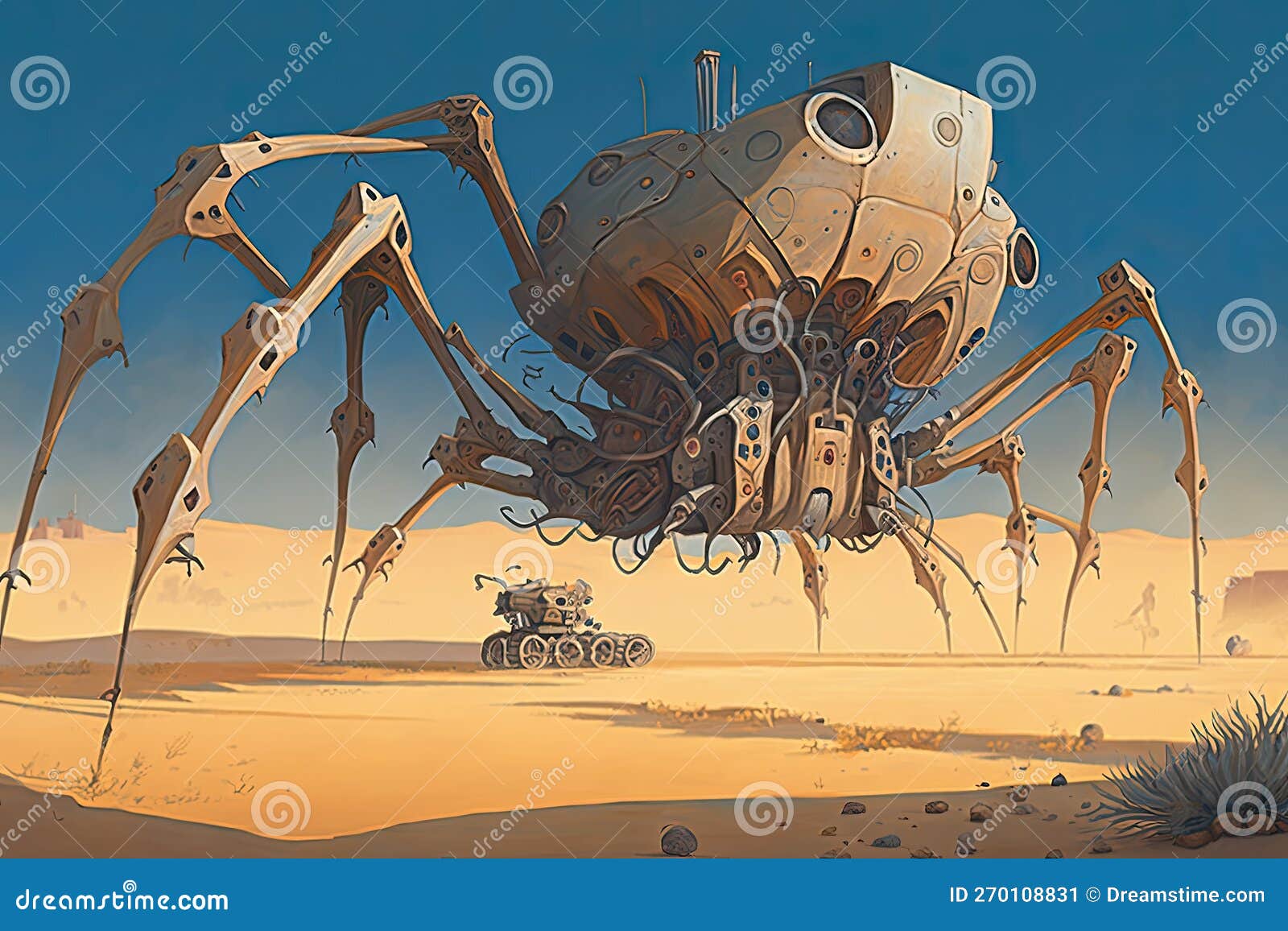 Giant Mechanical Monster In Dystopian Battlefield Royalty-Free Stock ...