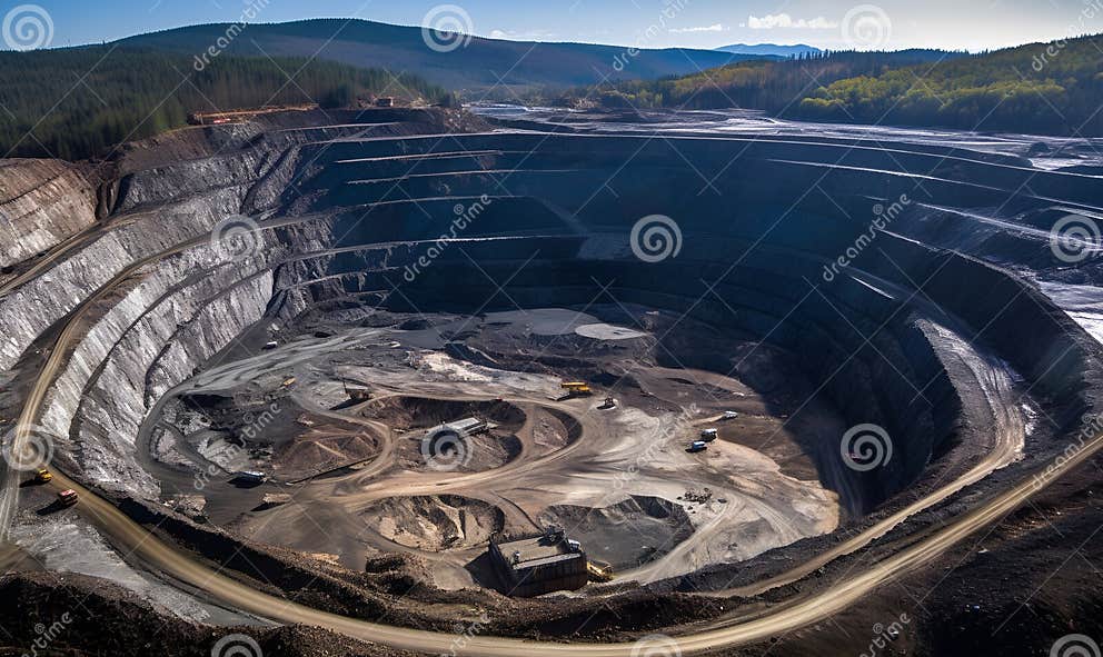 Giant Mining Crater, Ai Generative Stock Illustration - Illustration of ...