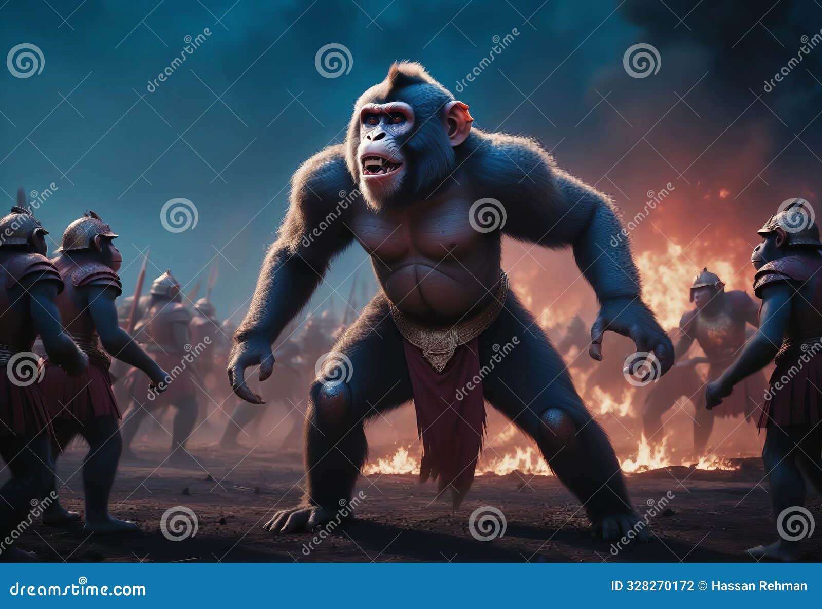 Monkey Wearing A Thinking Helmet Vector Illustration | CartoonDealer ...