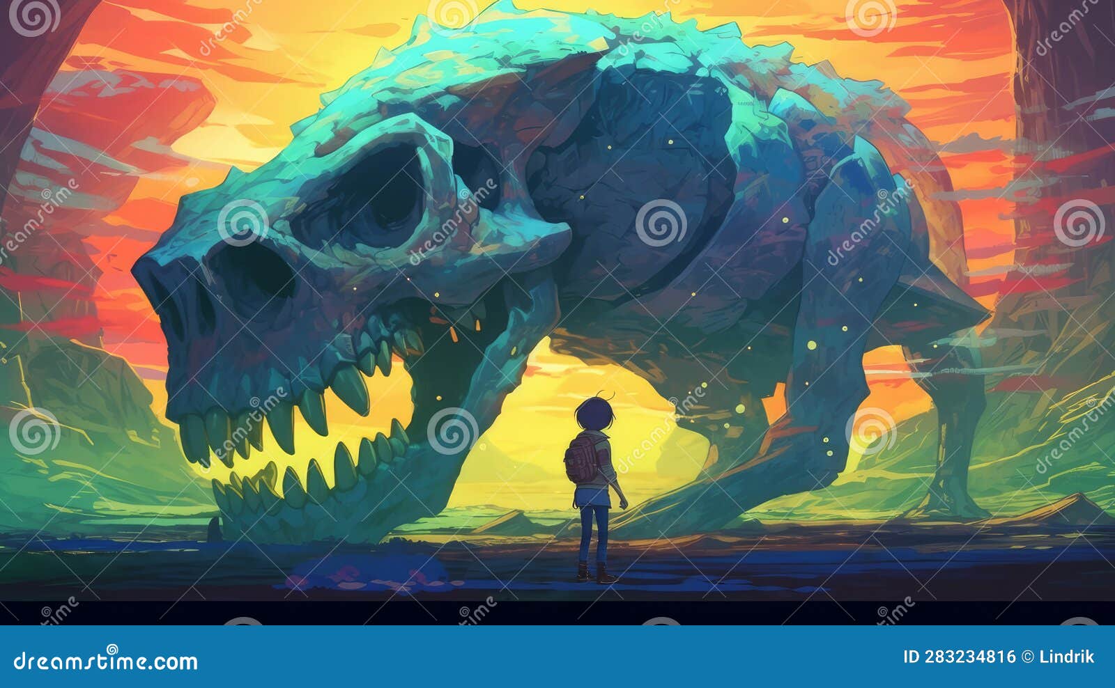 Giant monster from hell stock illustration. Illustration of skeleton ...