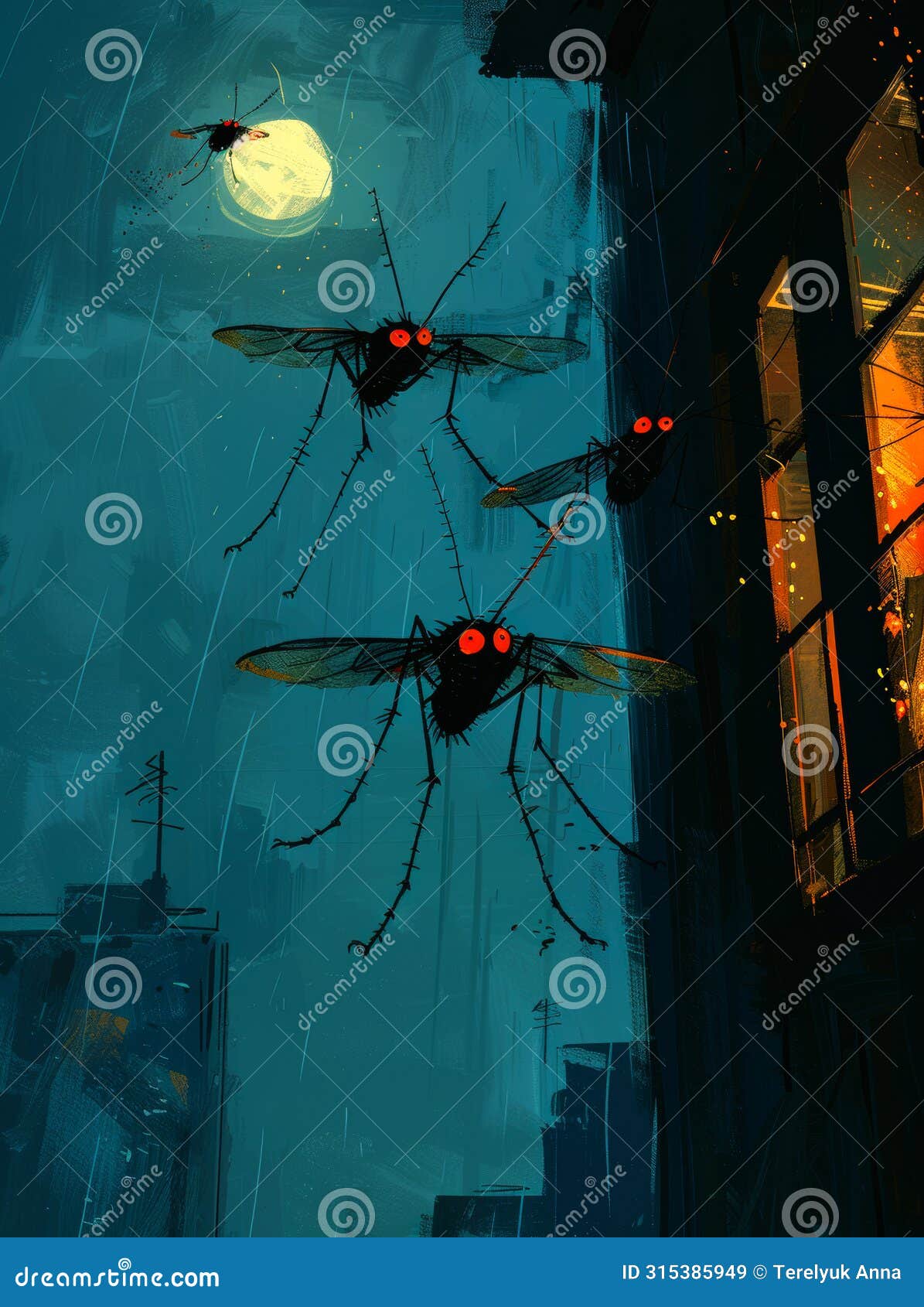 Giant Mosquitoes Flying in the Night Stock Image - Image of hornet ...
