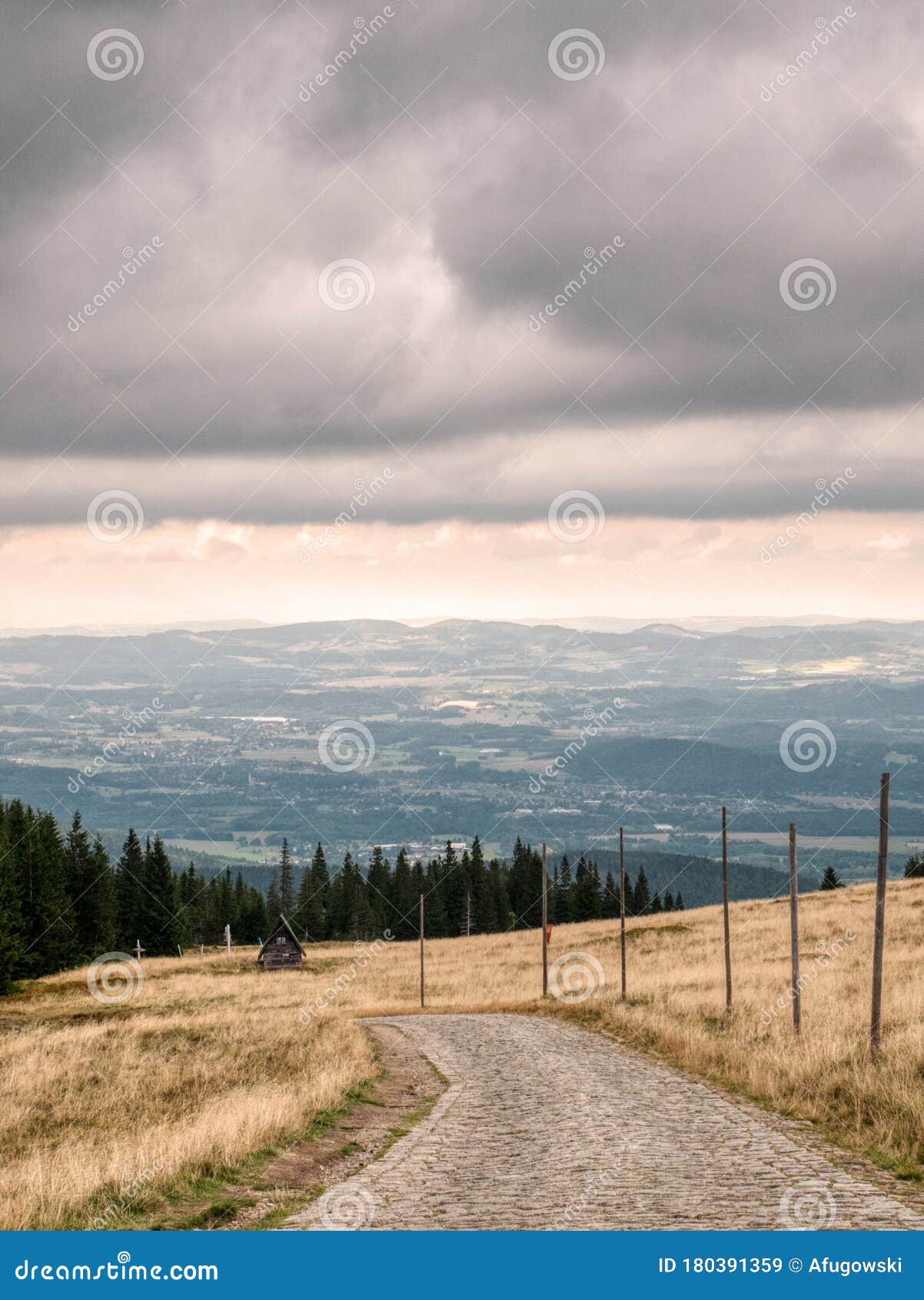 Giant Mountains. View To Flatland Stock Image - Image of view, hill ...
