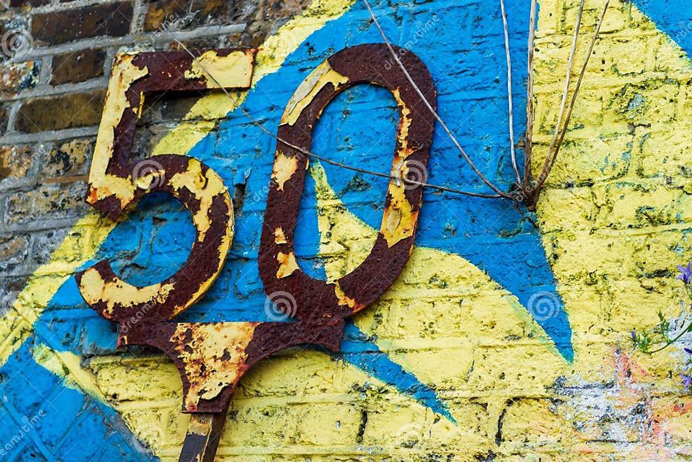 Giant number 50 stock image. Image of rusty, detail - 261456919