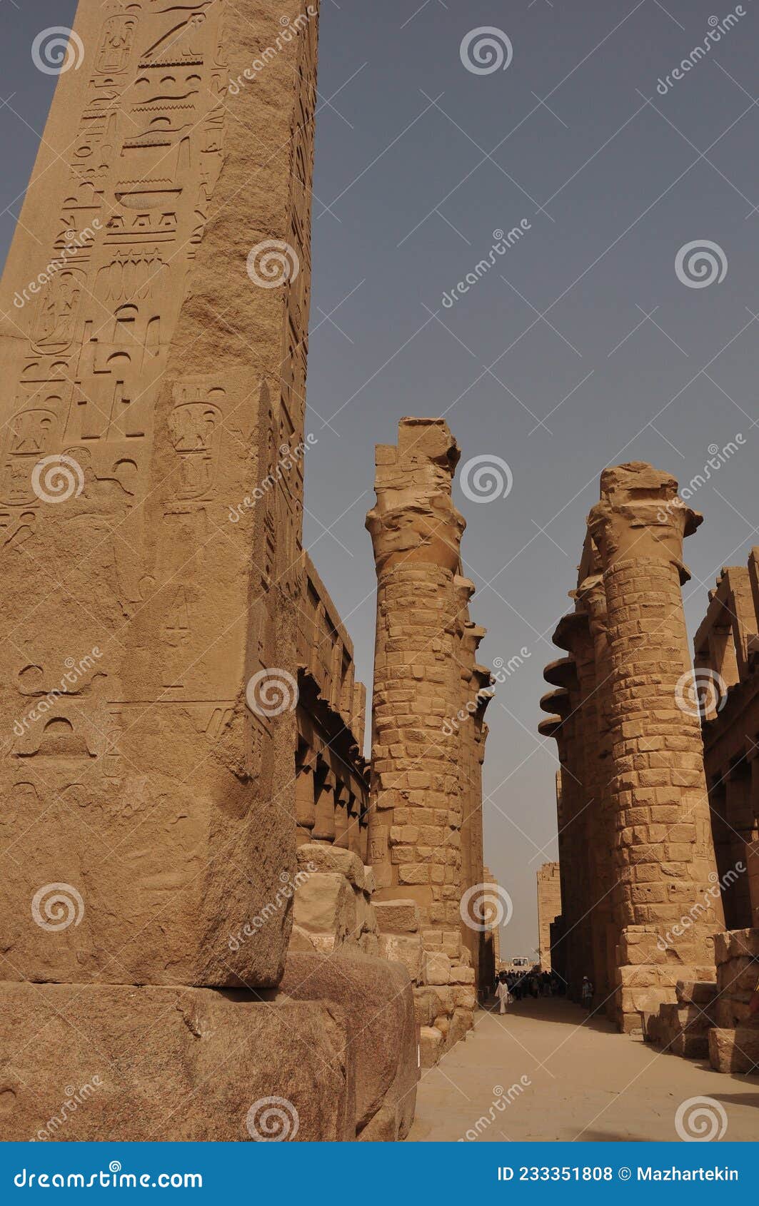 Giant Obelisk, Giant Columns and Inscriptions in Egypt Stock Photo ...