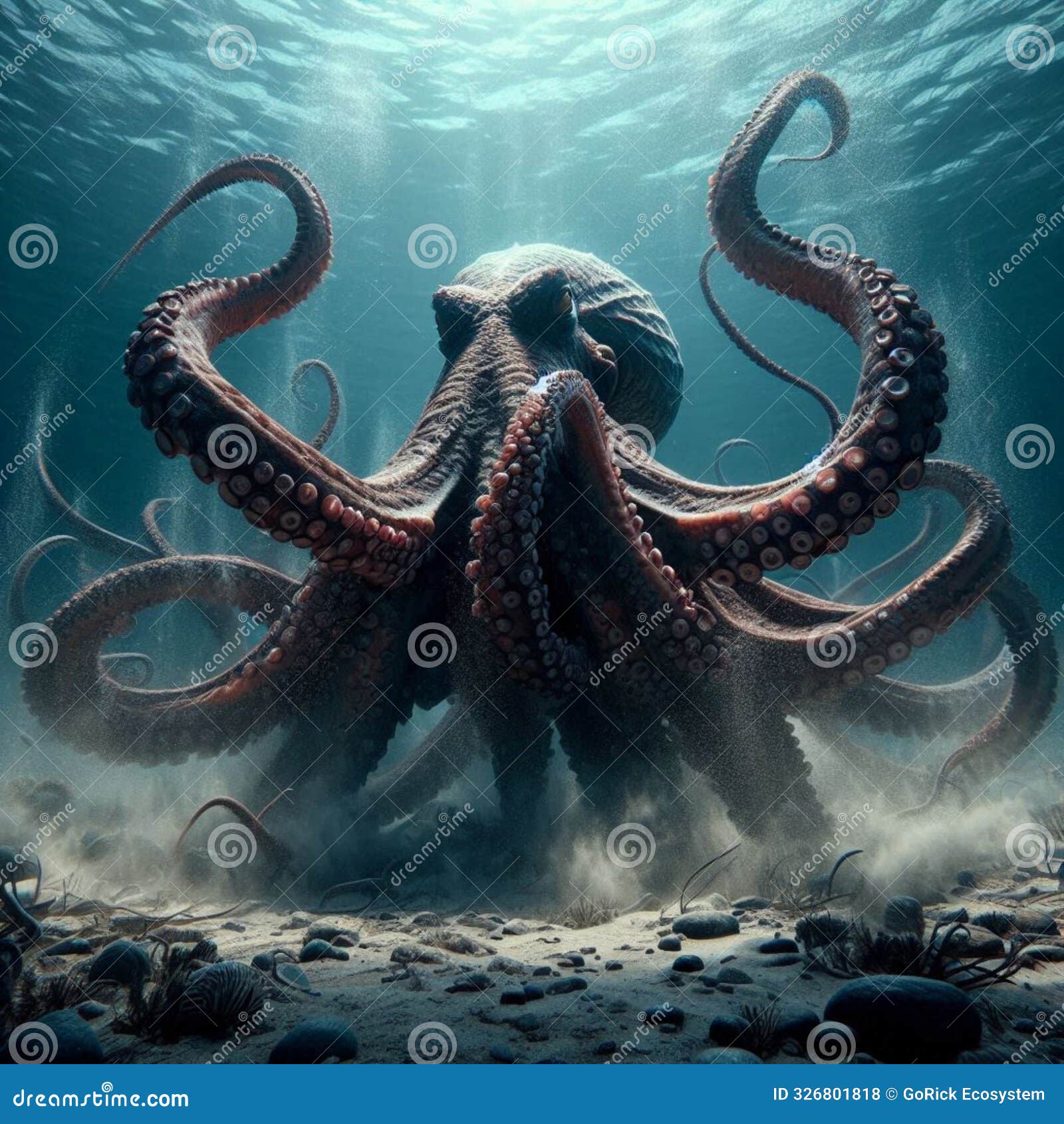 The Giant Octopus is Angry at the Bottom of the Ocean while Raising Its ...