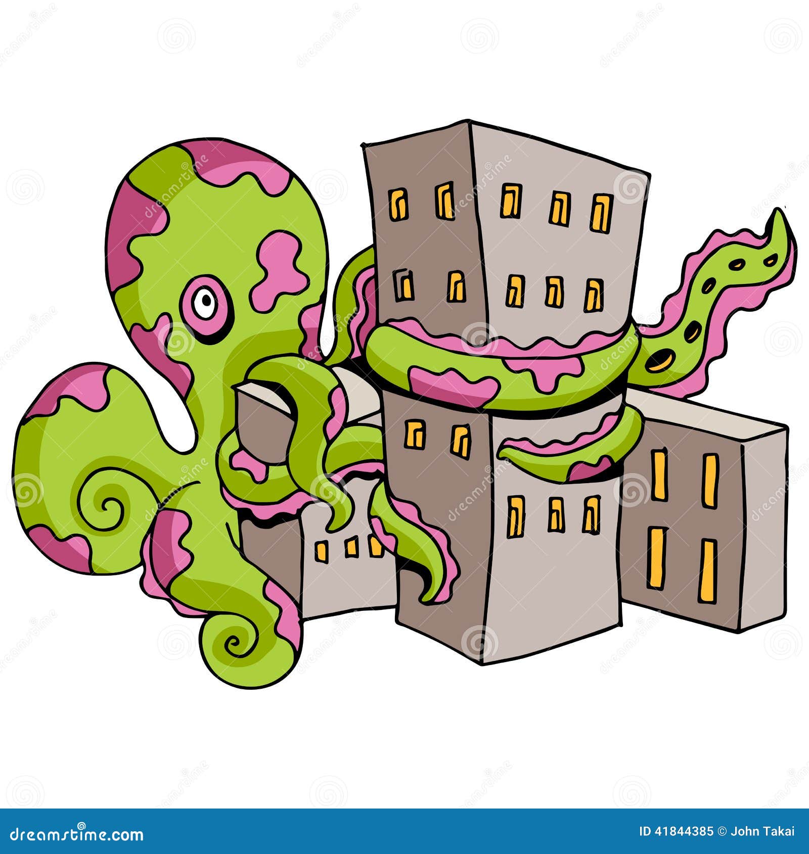 Giant Red Octopus On A White Background. Sea Monster Kraken In Cartoon ...