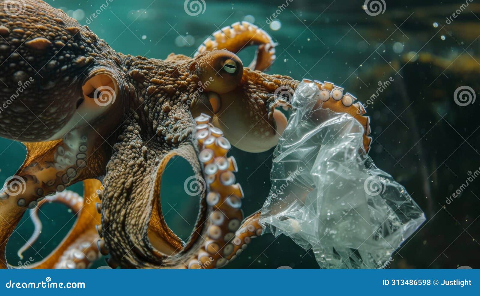 A Giant Octopus Eyes A Plastic Bag Floating In The Water Mistaking It ...