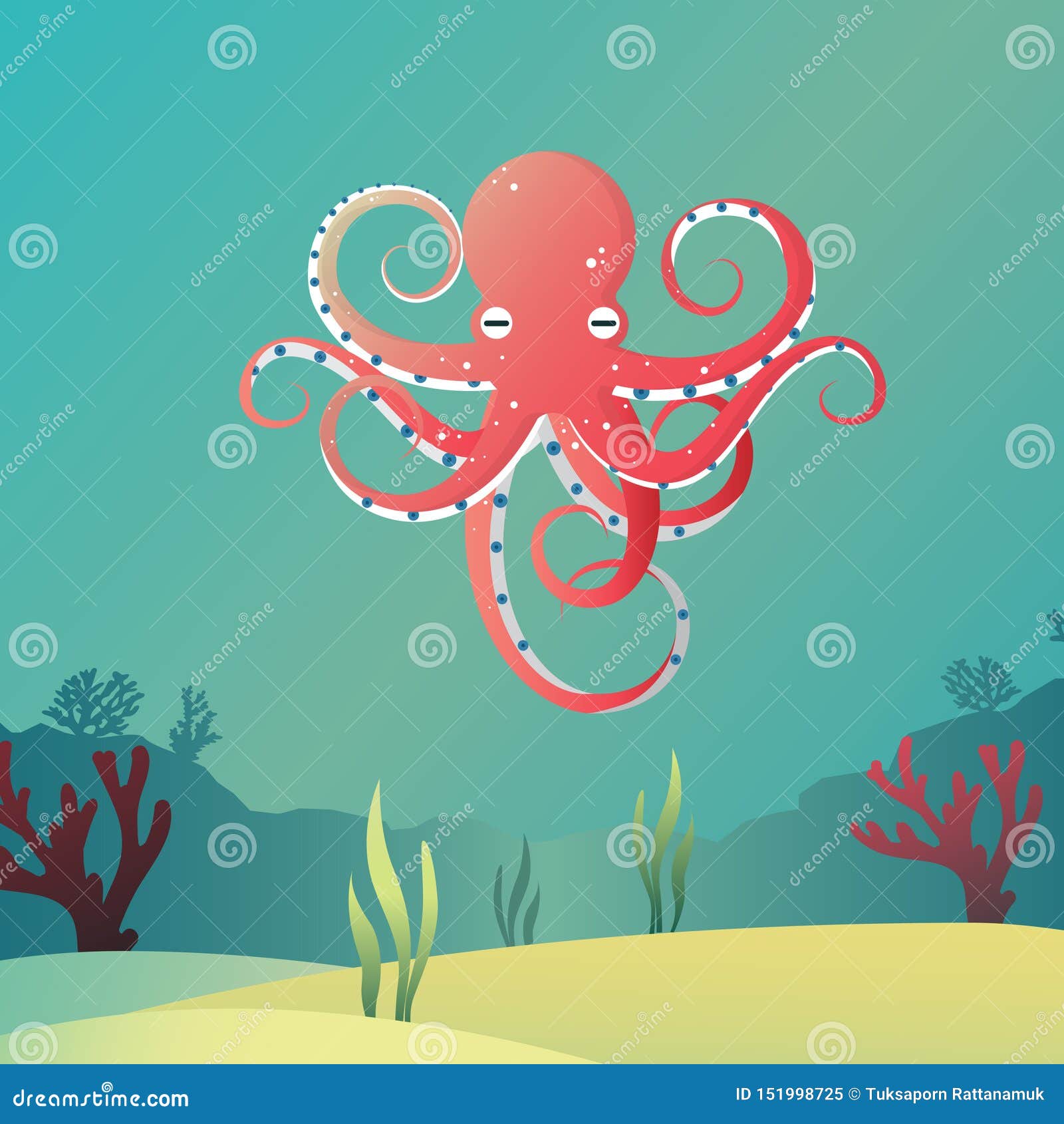 Giant octopus stock vector. Illustration of seafood - 151998725