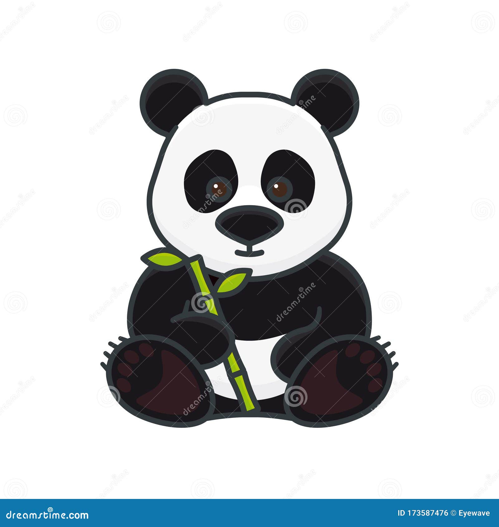 Giant Panda with Bamboo Stick Isolated Vector Illustration Stock Vector ...