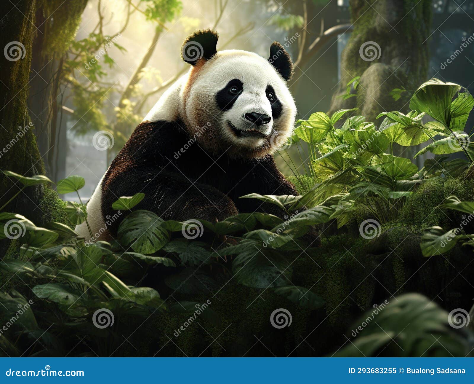 Giant Panda in the Forest stock illustration. Illustration of pets ...
