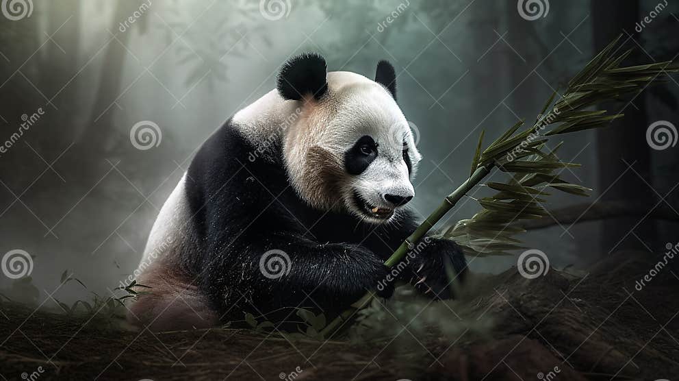 Giant panda in the jungle. stock illustration. Illustration of chinese ...