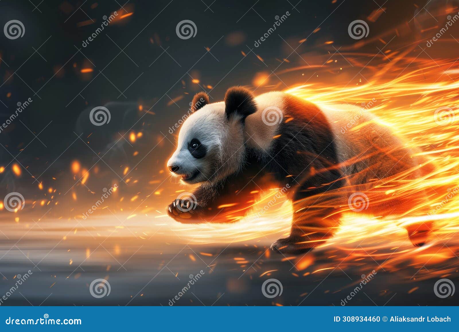 The Giant Panda is Running Fast. 3d Illustration Stock Illustration ...