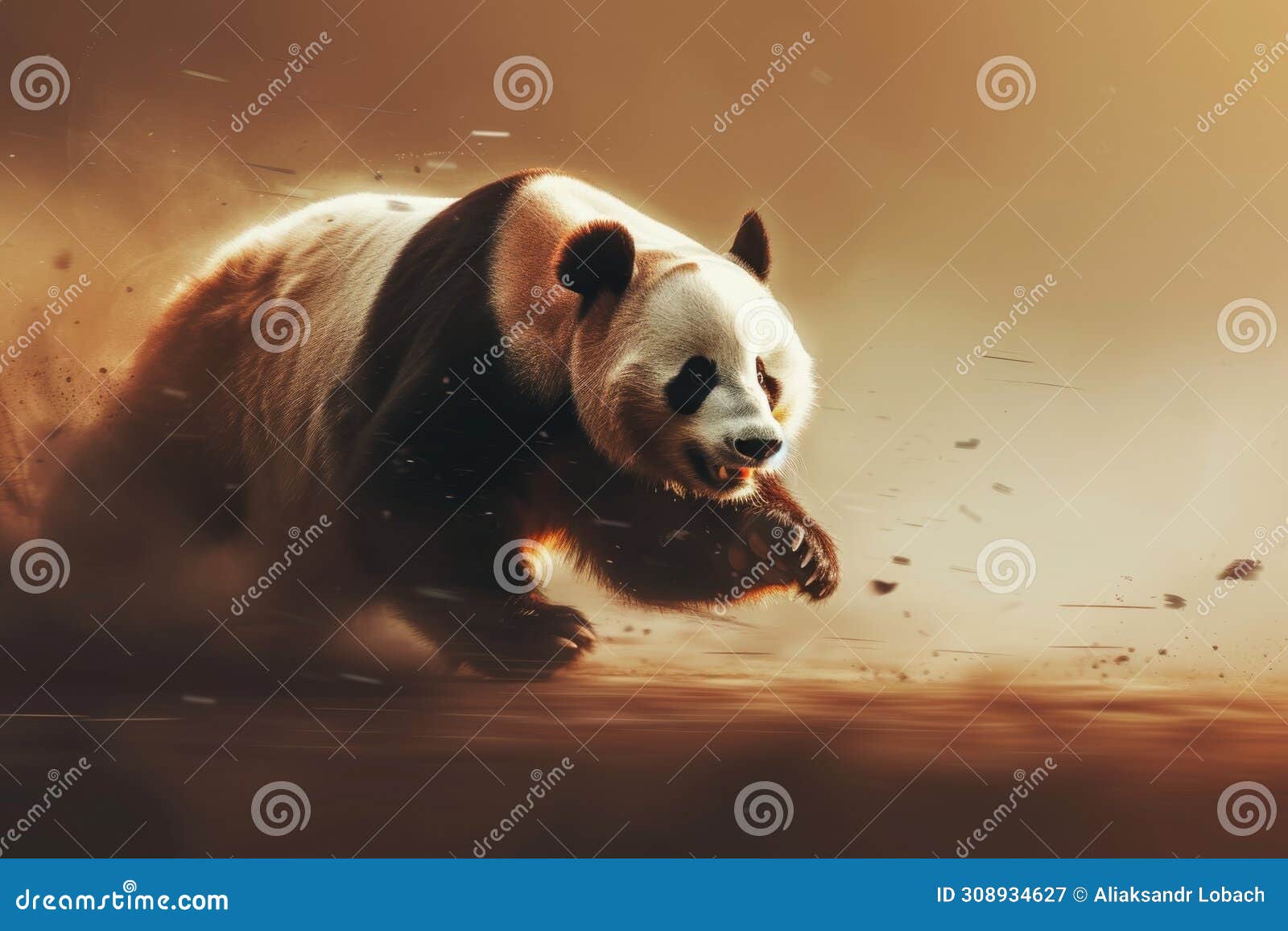 The Giant Panda is Running Fast. 3d Illustration Stock Illustration ...
