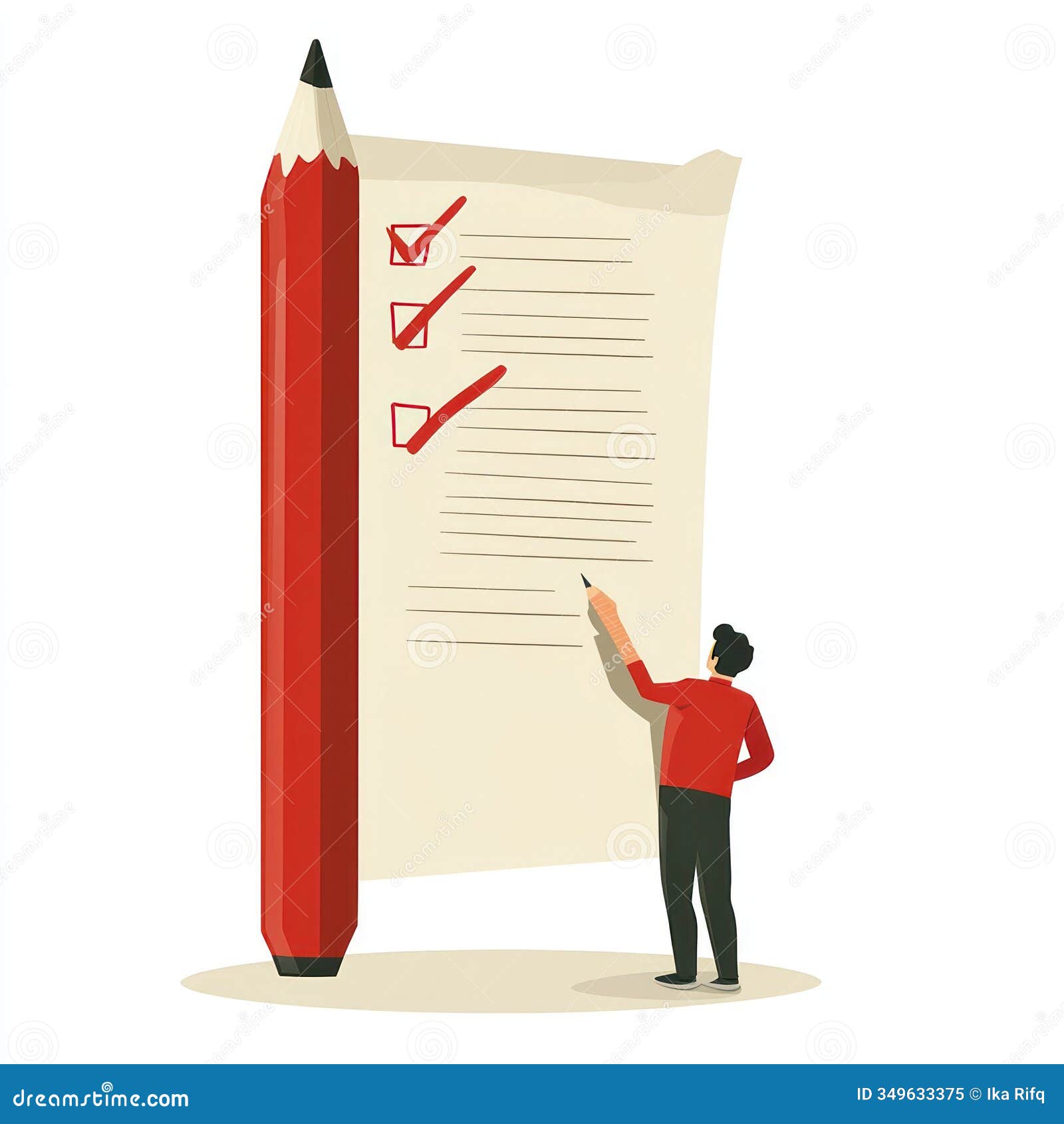 Giant Pencil and Checklist Illustration, a Visual Metaphor for Task ...