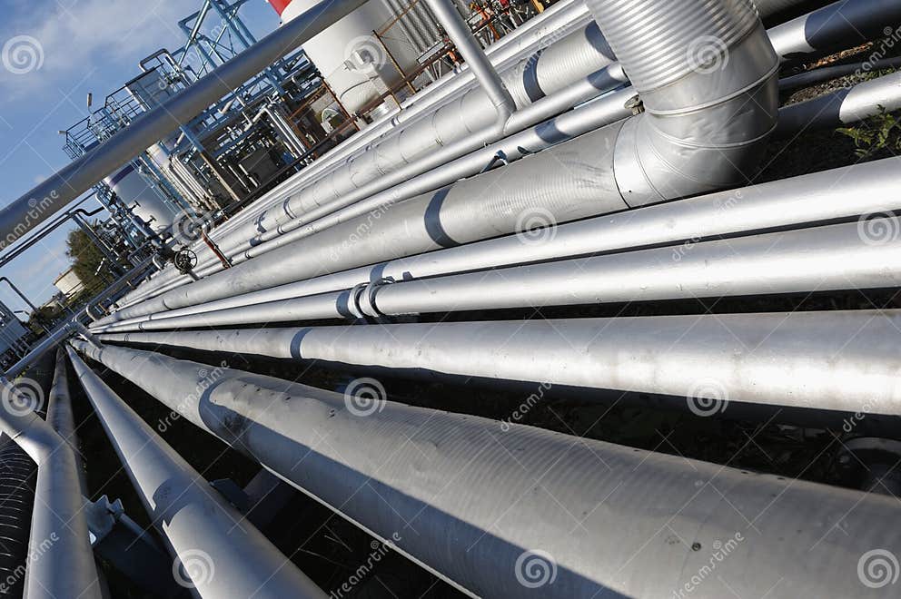 Giant Pipeline Construction Stock Image - Image of construction, fuel ...