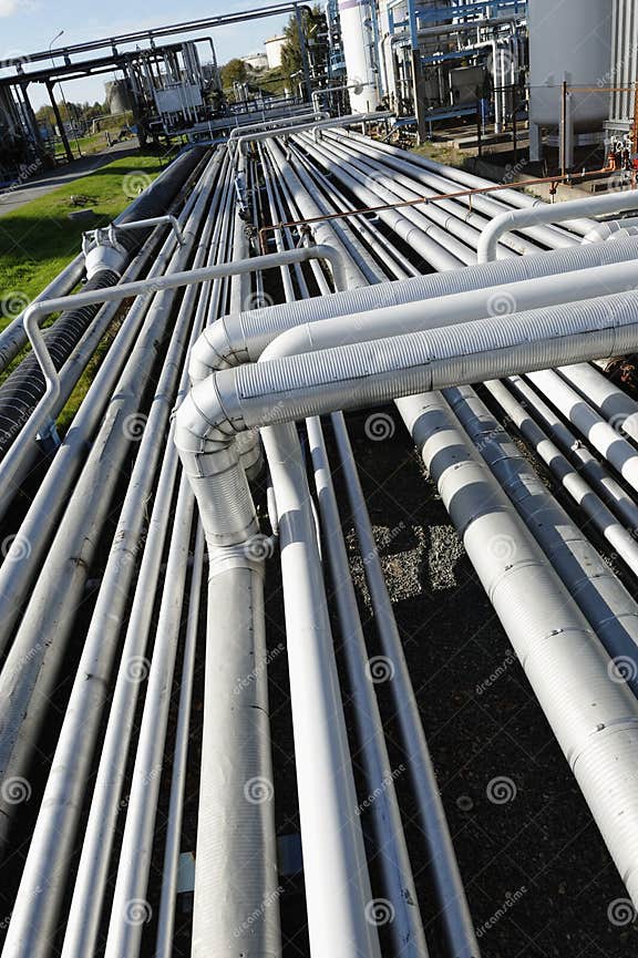 Giant Pipeline Construction and Refinery Stock Image - Image of ...