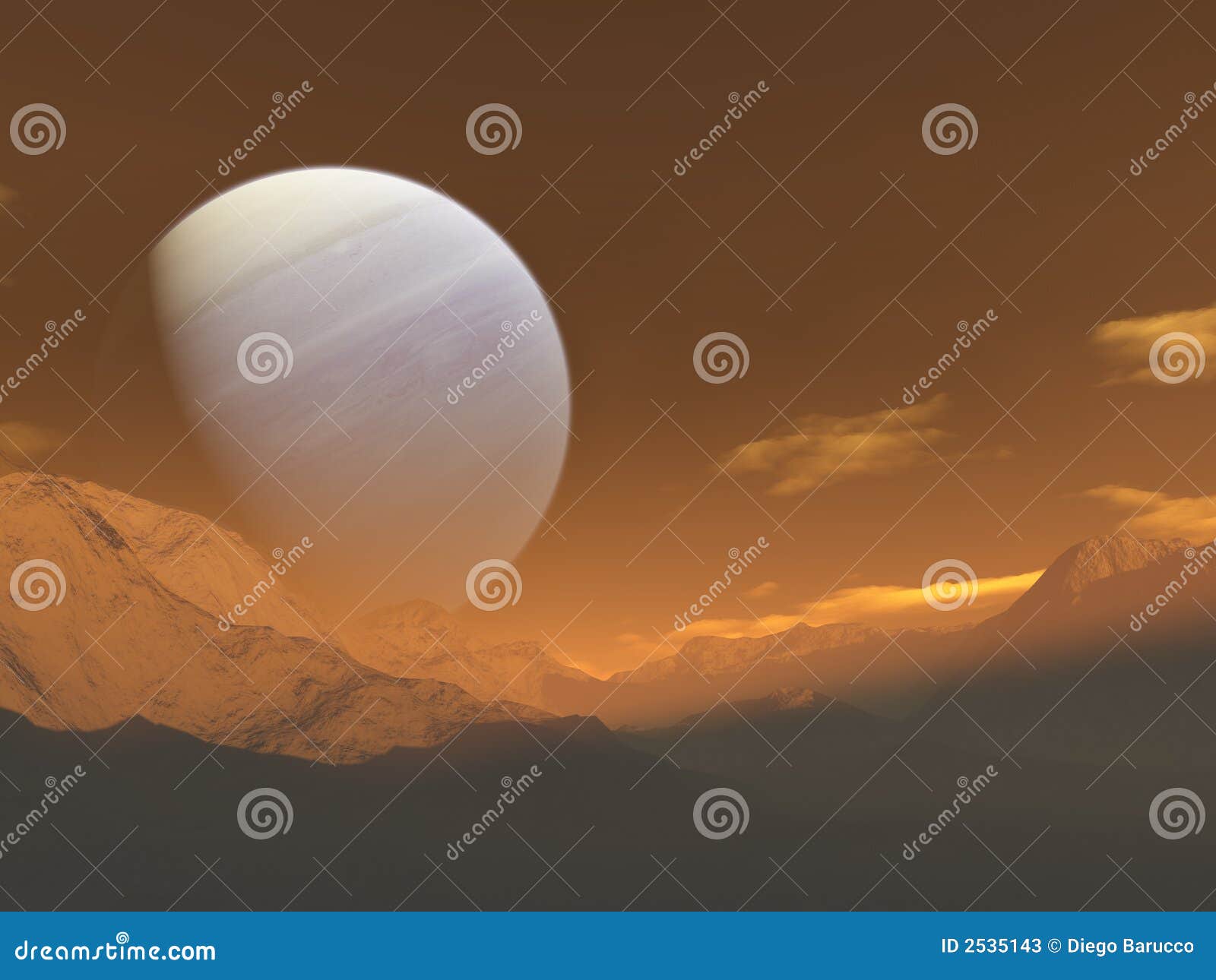 Giant planet rise stock illustration. Illustration of moons - 2535143
