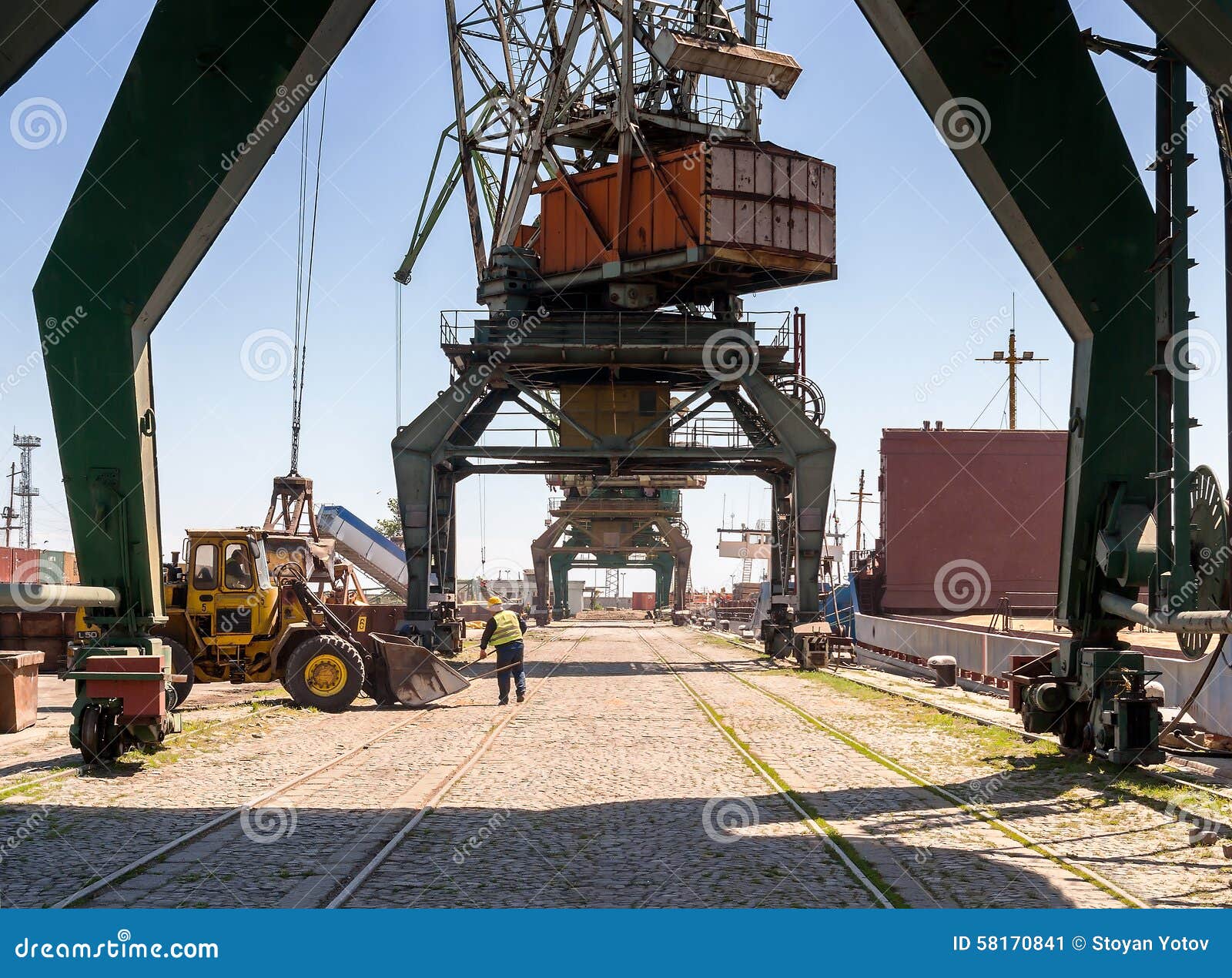 Giant Port Cranes at Cargo Terminal Editorial Photo - Image of harbor ...