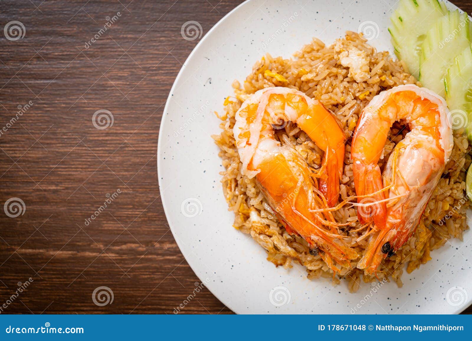 Giant Prawns Fried Rice with Shrimp Paste Stock Photo - Image of rice ...