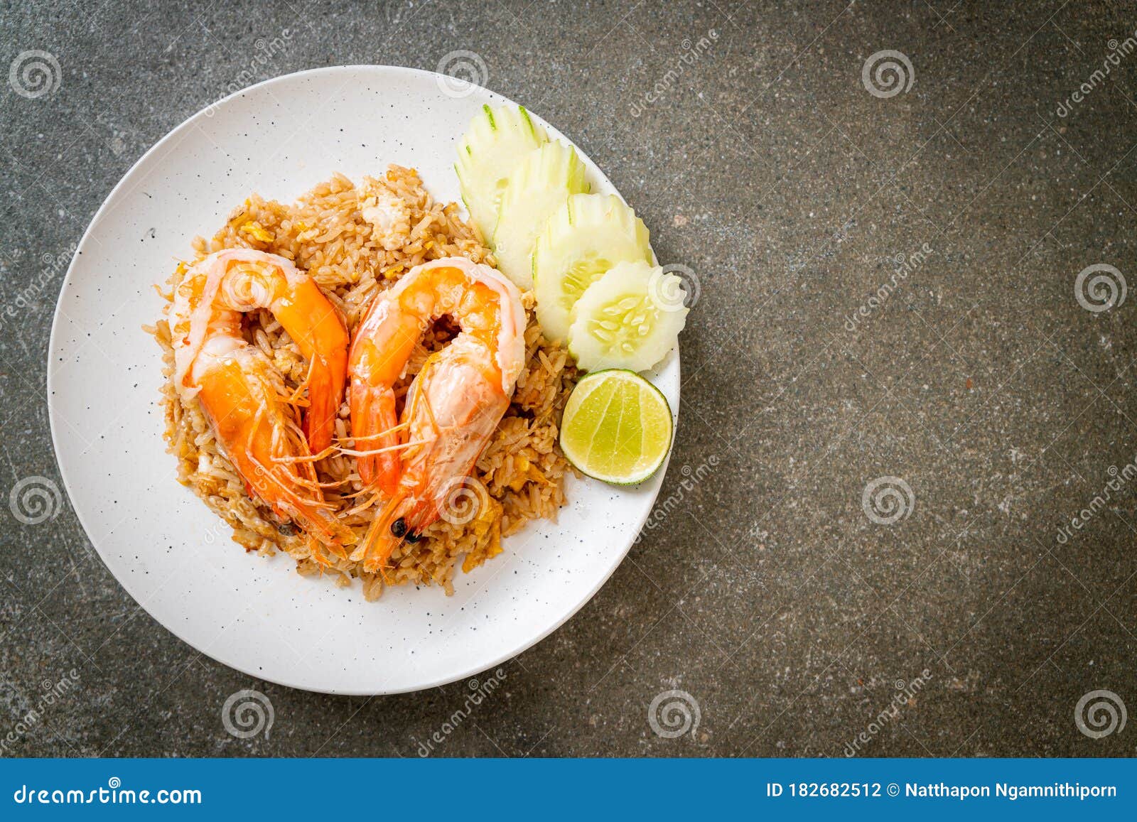 Giant Prawns Fried Rice with Shrimp Paste Stock Photo - Image of ...